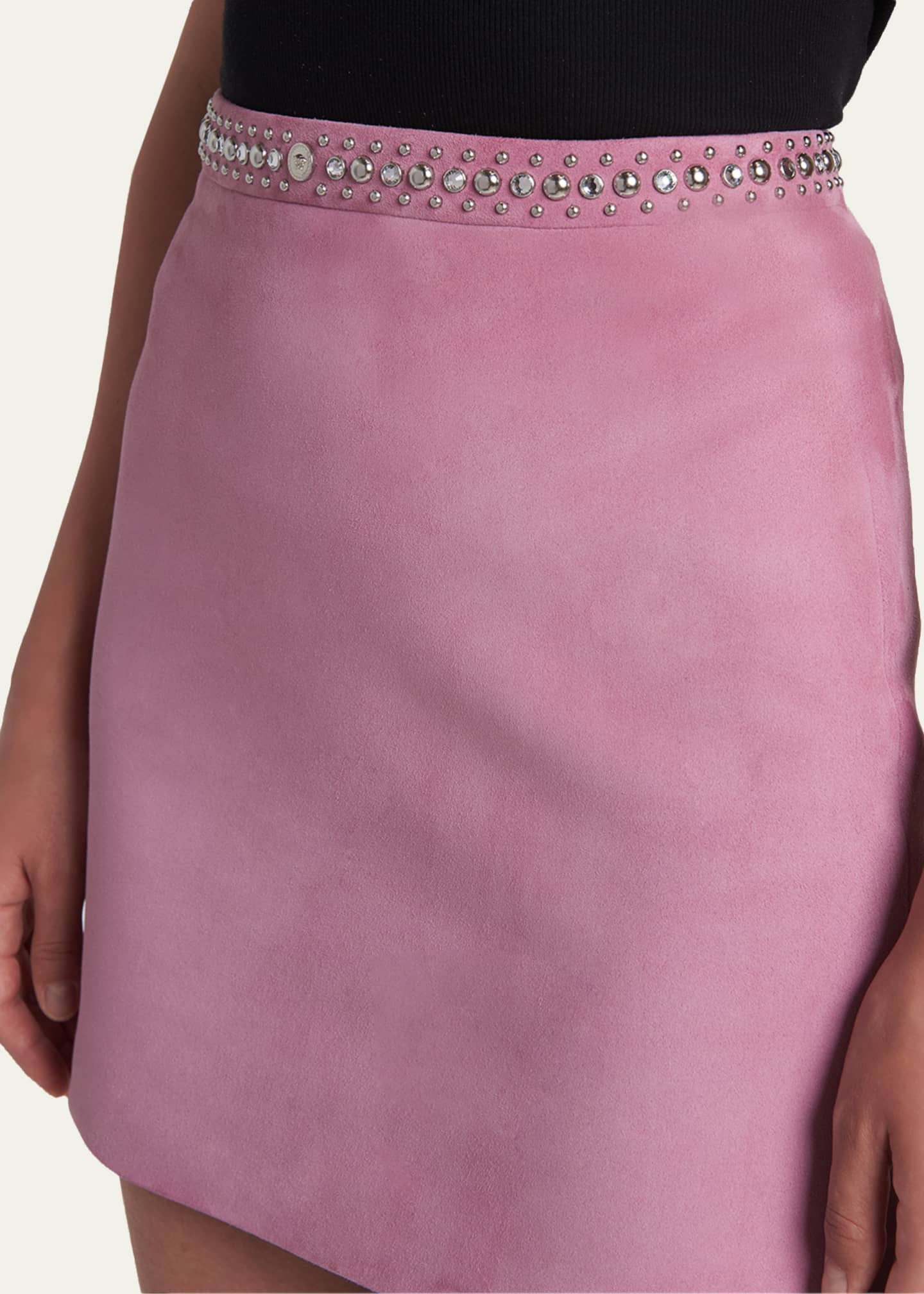 Versace Embellished Lamb Suede Mini Skirt - Bergdorf Goodman