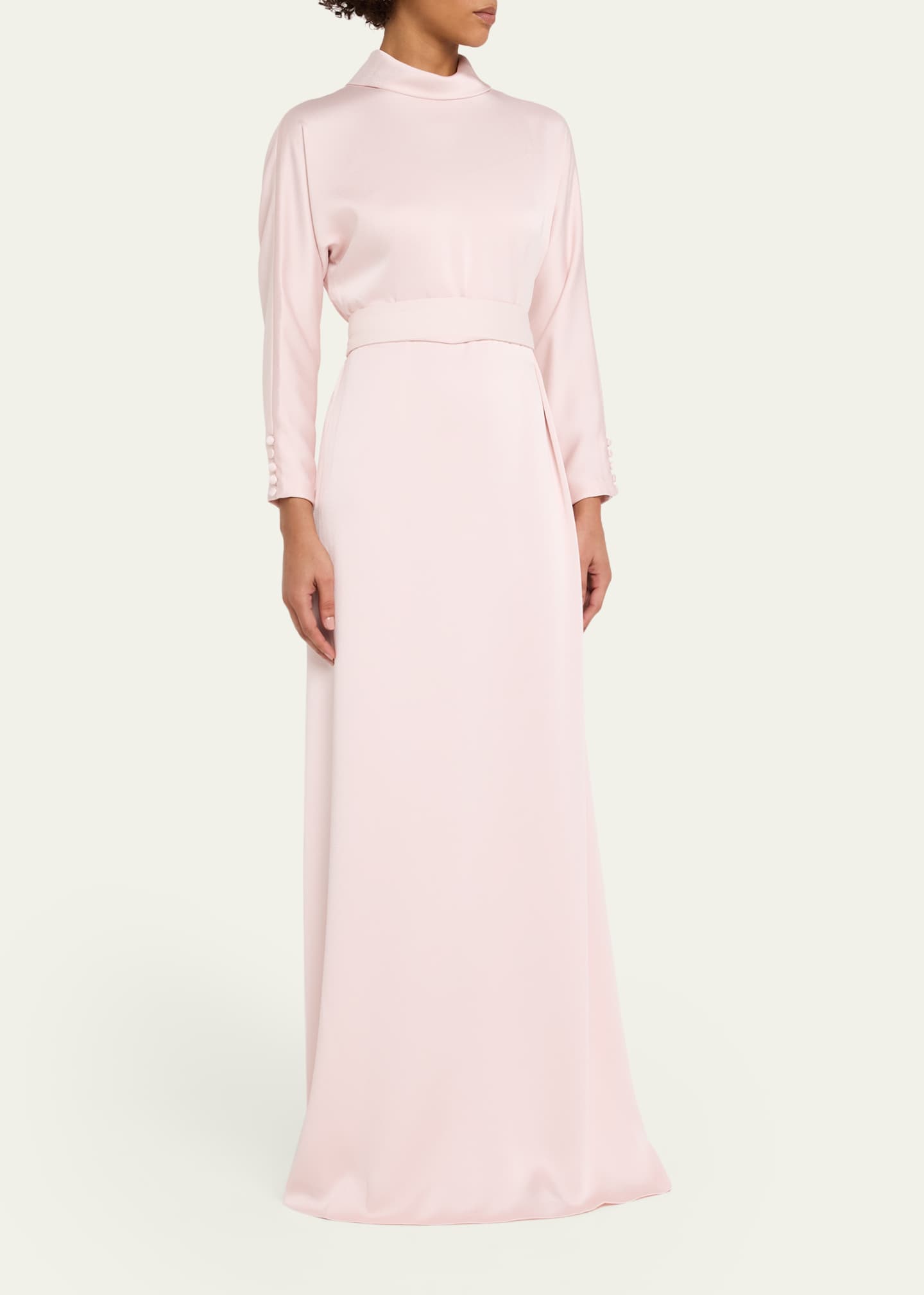 Rickie Freeman for Teri Jon Belted High-Collar Gown - Bergdorf Goodman