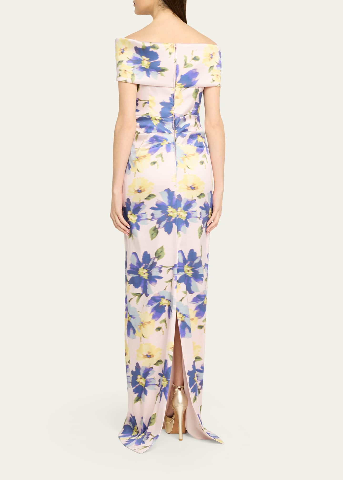 Rickie Freeman for Teri Jon Floral-Print Mikado Column Gown - Bergdorf ...