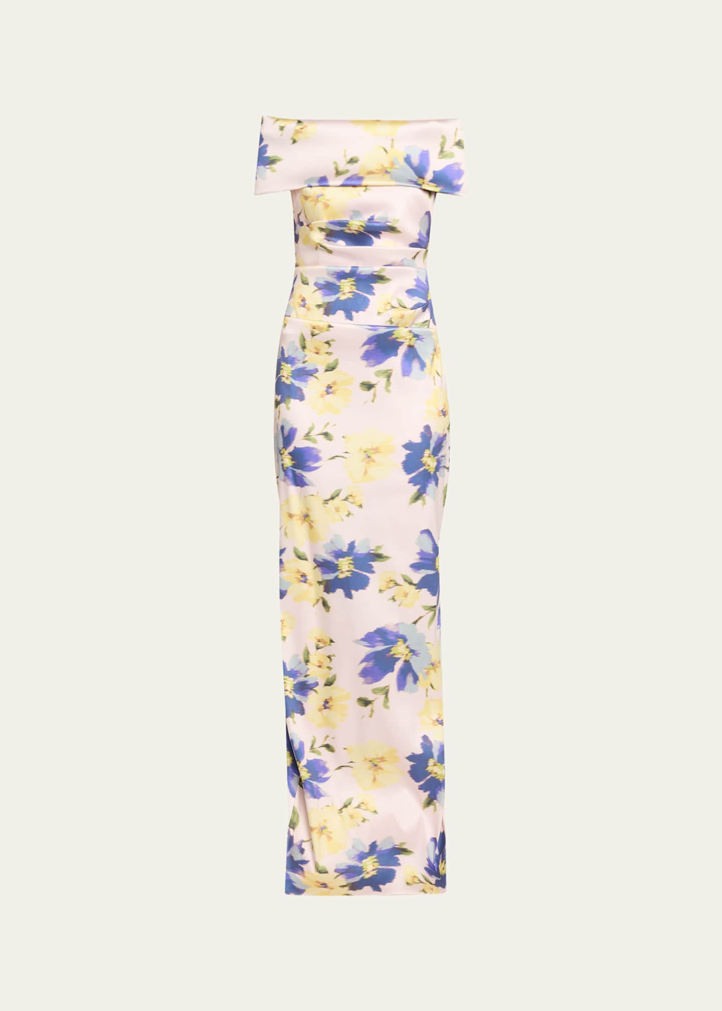 Rickie Freeman for Teri Jon Floral-Print Mikado Column Gown - Bergdorf ...