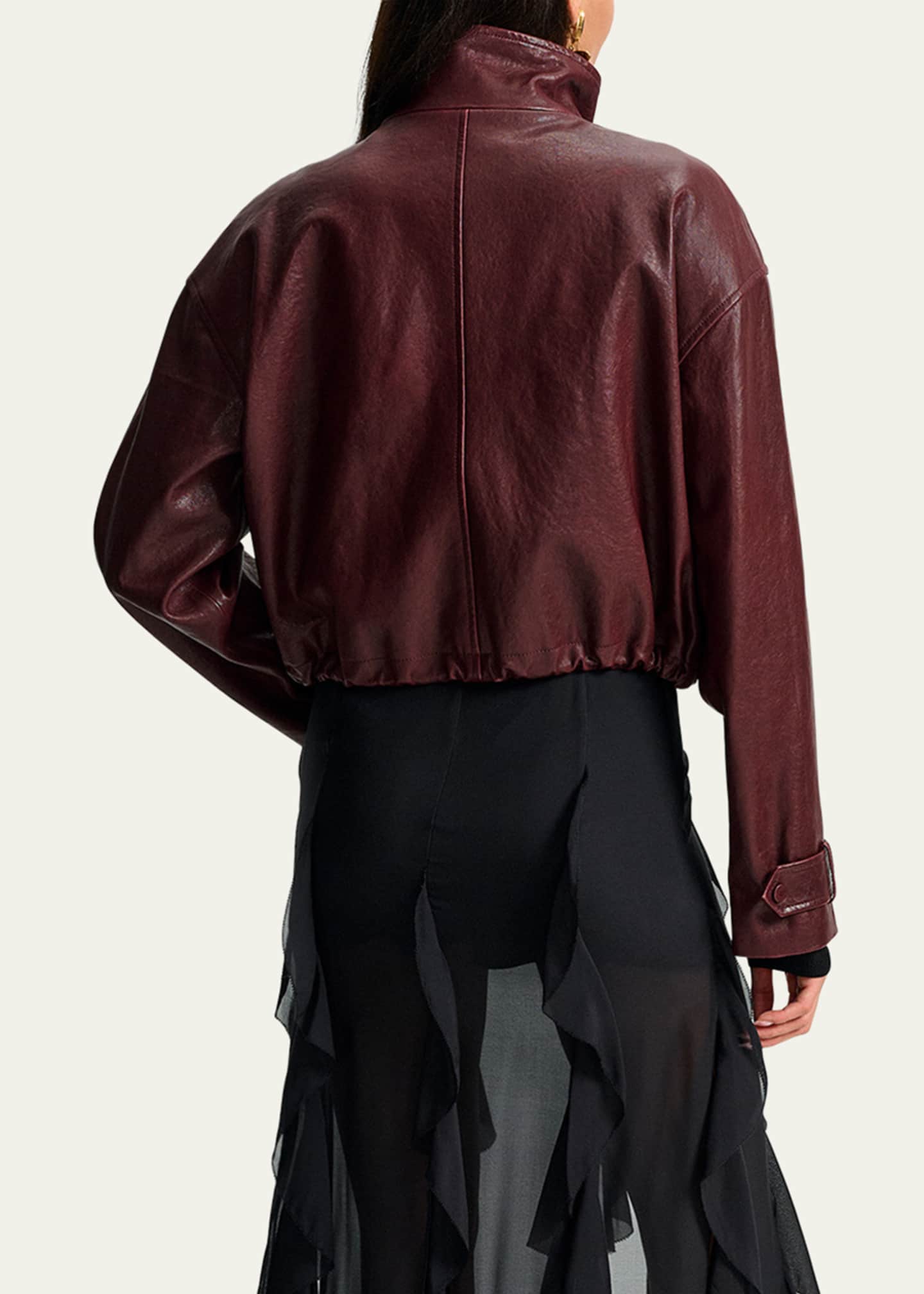 Veronica Beard Bateman Cropped Leather Jacket - Bergdorf Goodman