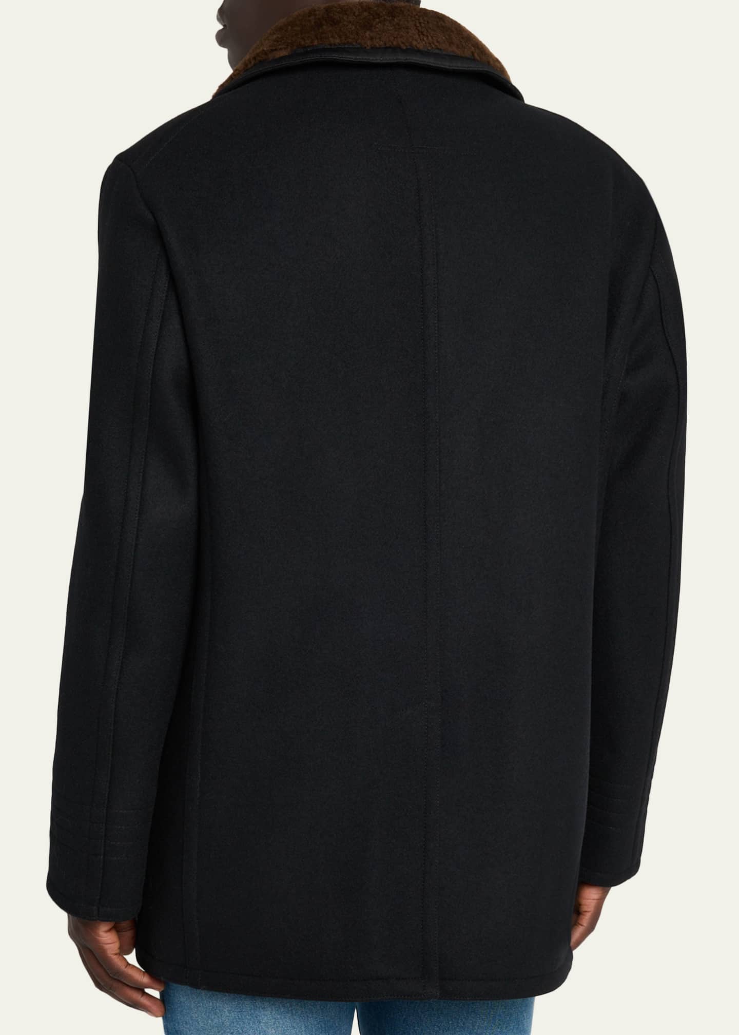 TOM FORD Men's Melton Wool Shearling Double-Breasted Peacoat - Bergdorf ...