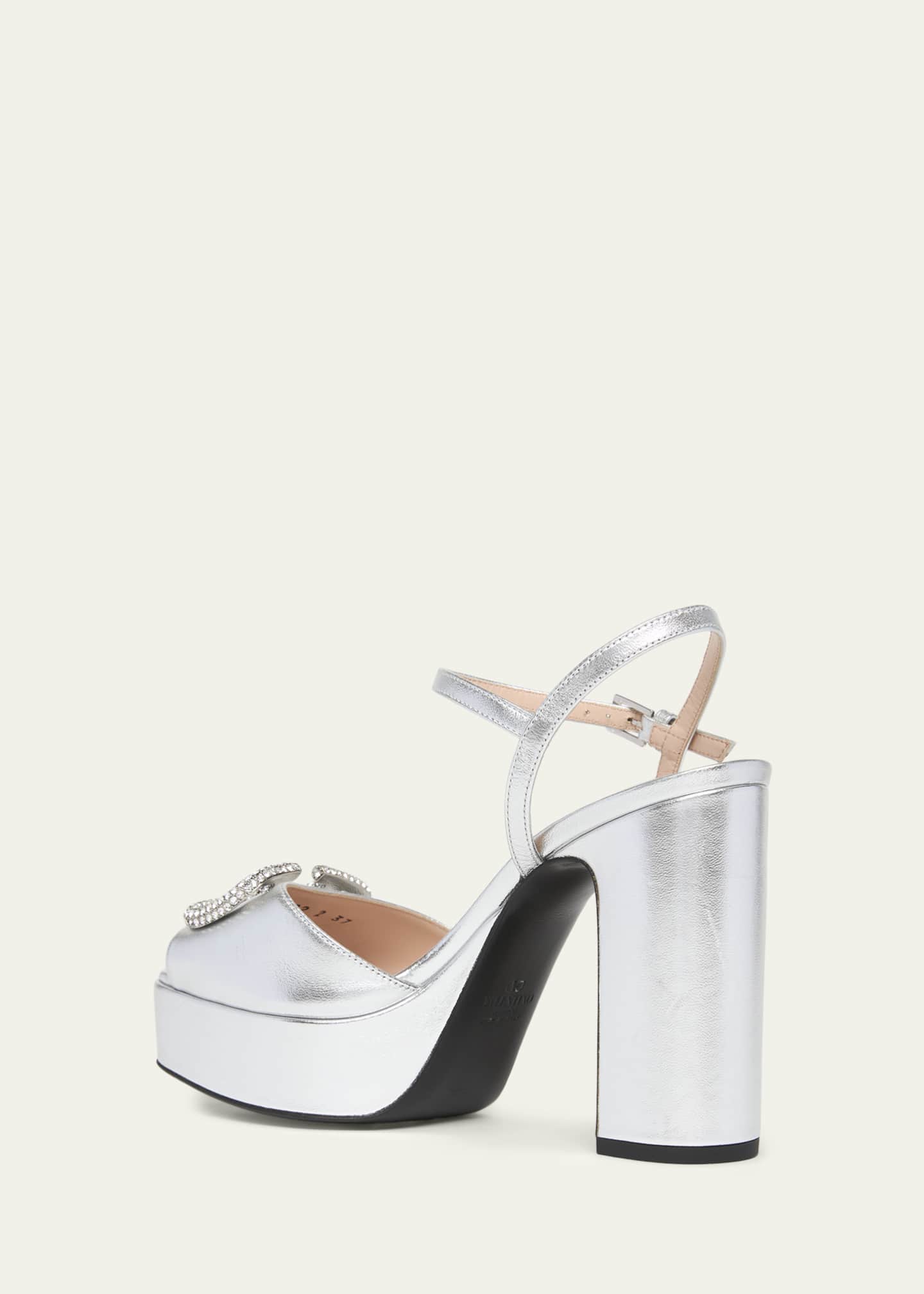 Valentino Garavani 115mm VLogo Signature Metallic Leather Platform ...