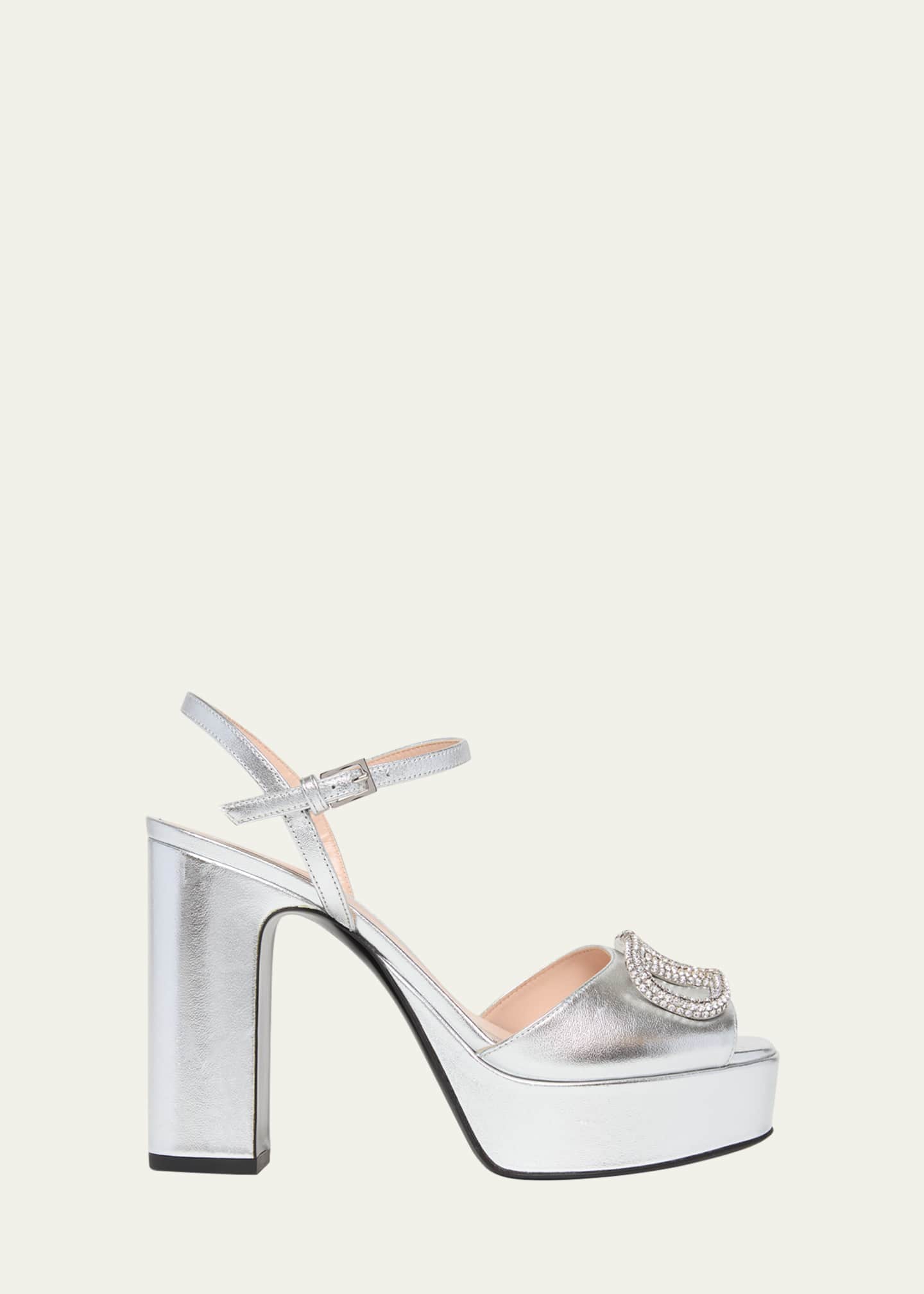 Valentino Garavani 115mm VLogo Signature Metallic Leather Platform ...