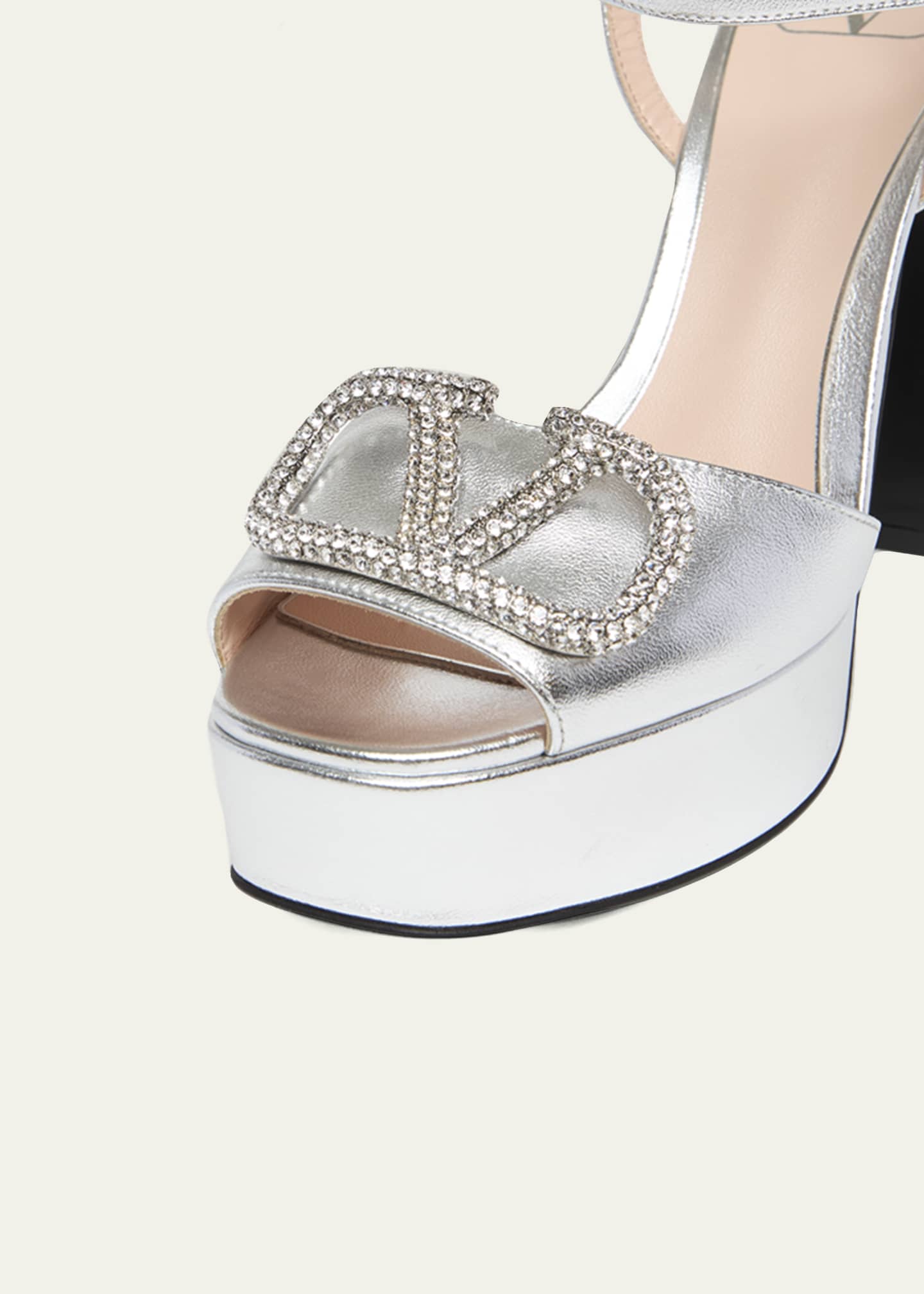 Valentino Garavani 115mm VLogo Signature Metallic Leather Platform ...