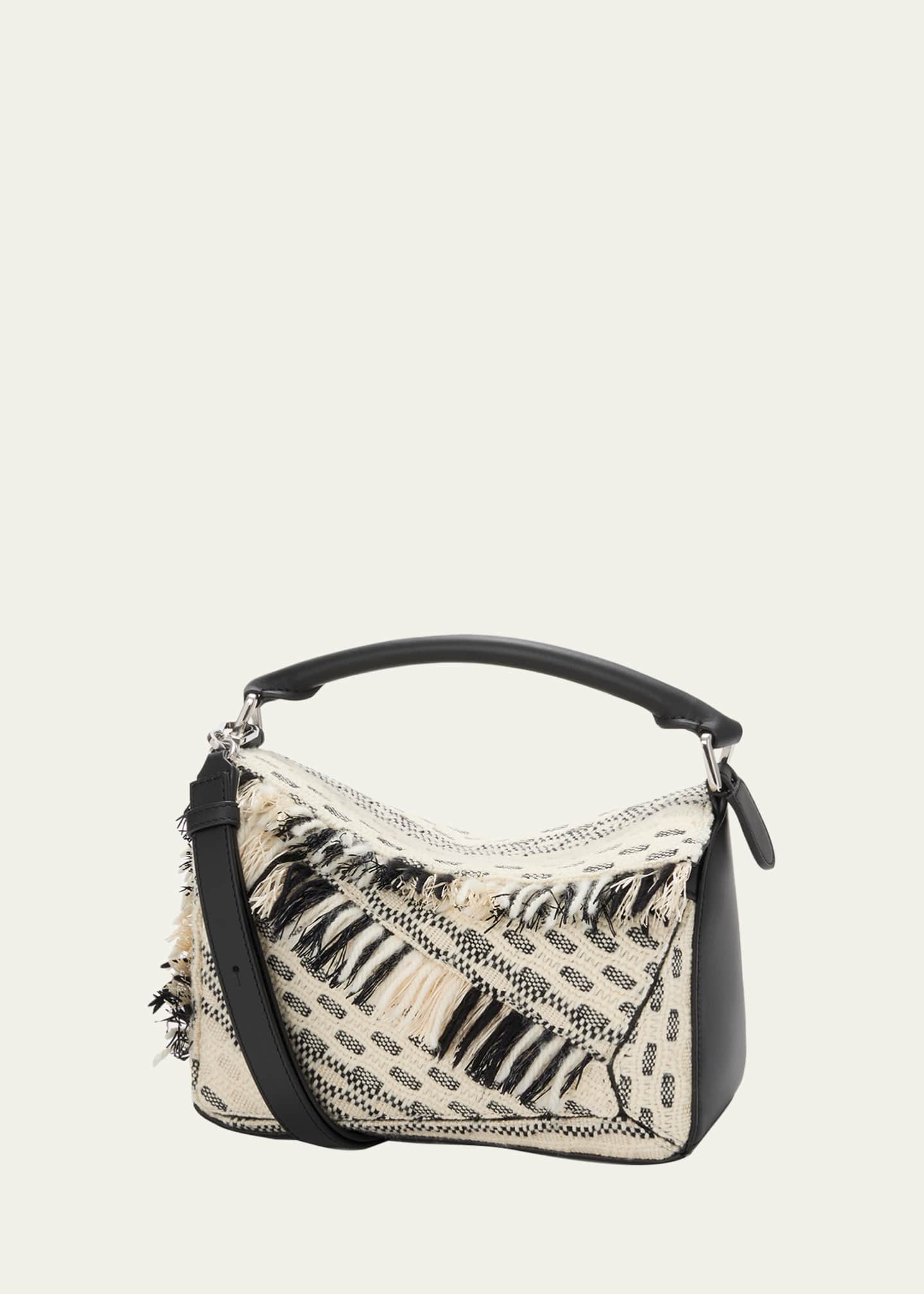 Loewe x Albers Puzzle Small Fringe Shoulder Bag in Woven Textile ...