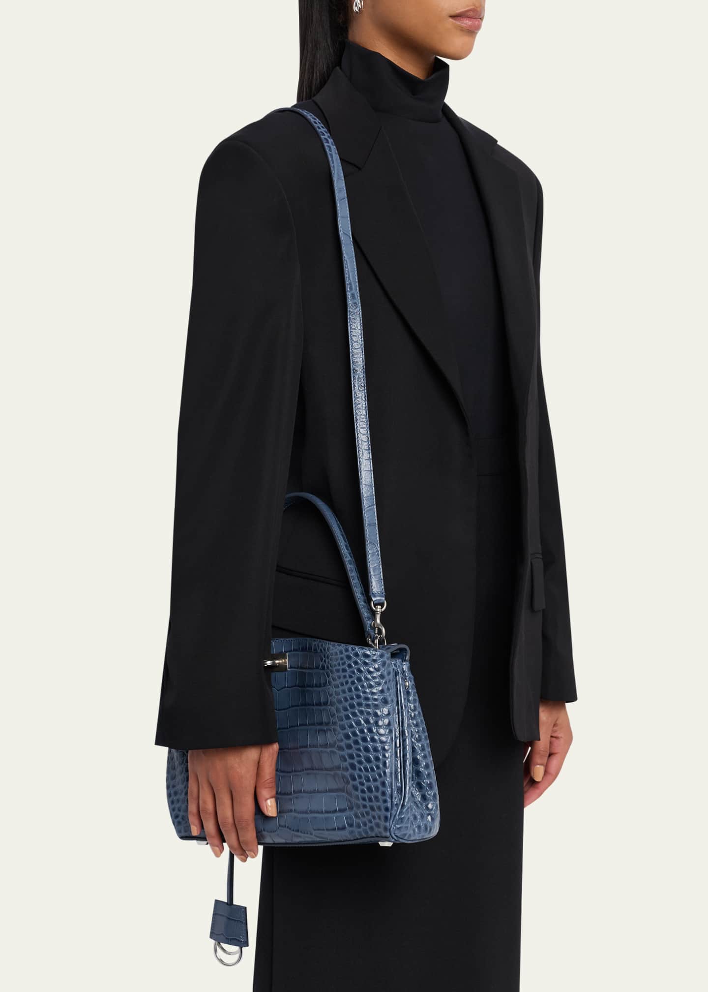 Balenciaga Rodeo Croc-Embossed Leather Top-Handle Bag - Bergdorf Goodman