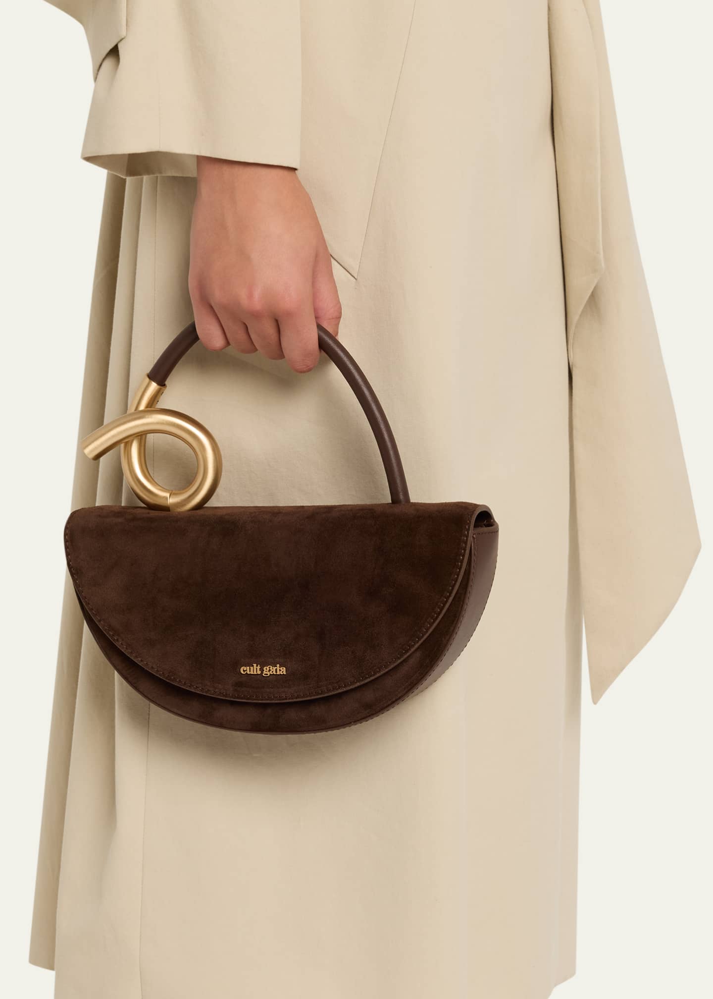 Cult Gaia Azariah Half-Moon Suede Top-Handle Bag - Bergdorf Goodman