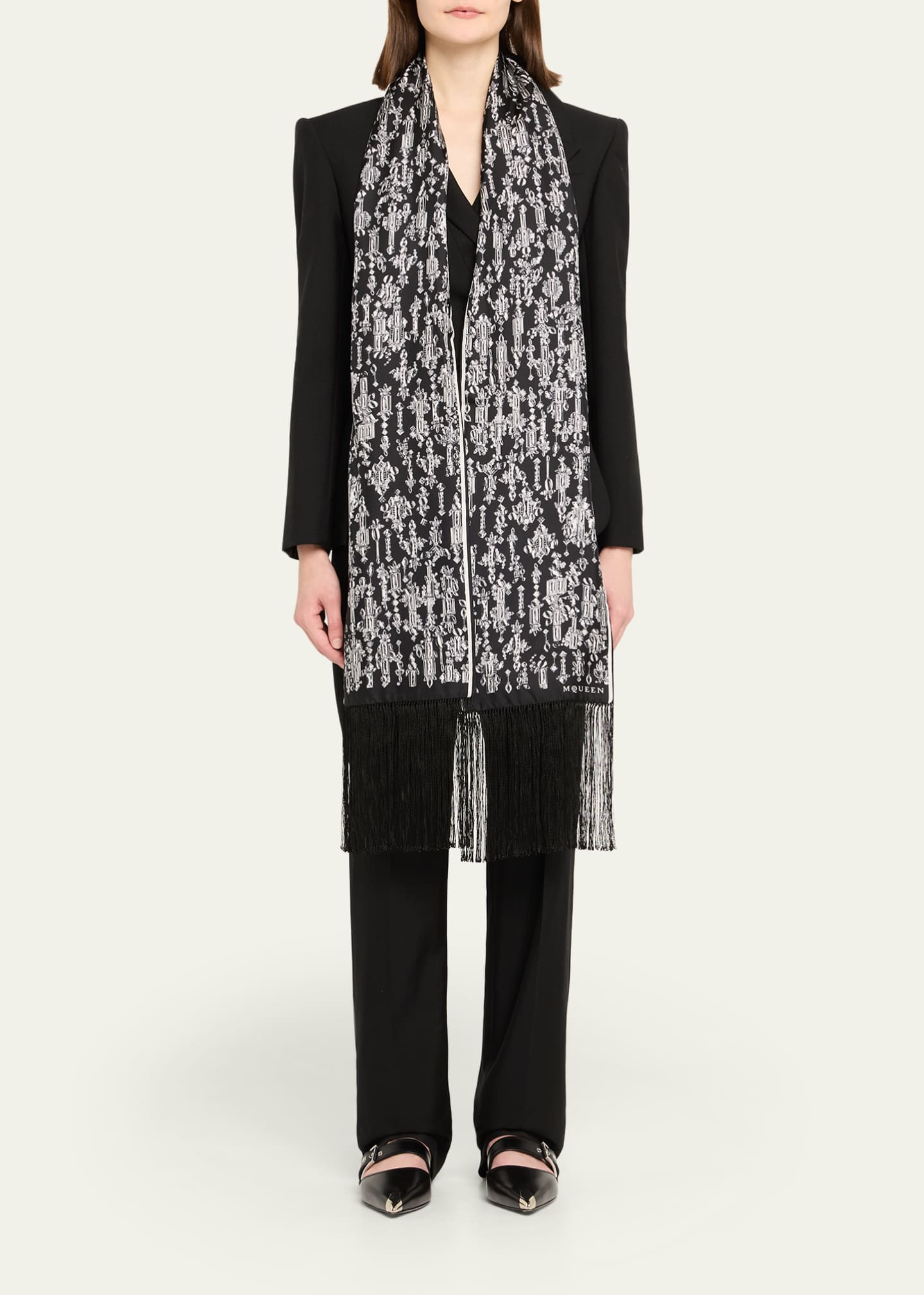 McQueen Crystal Mirror Silk Scarf - Bergdorf Goodman
