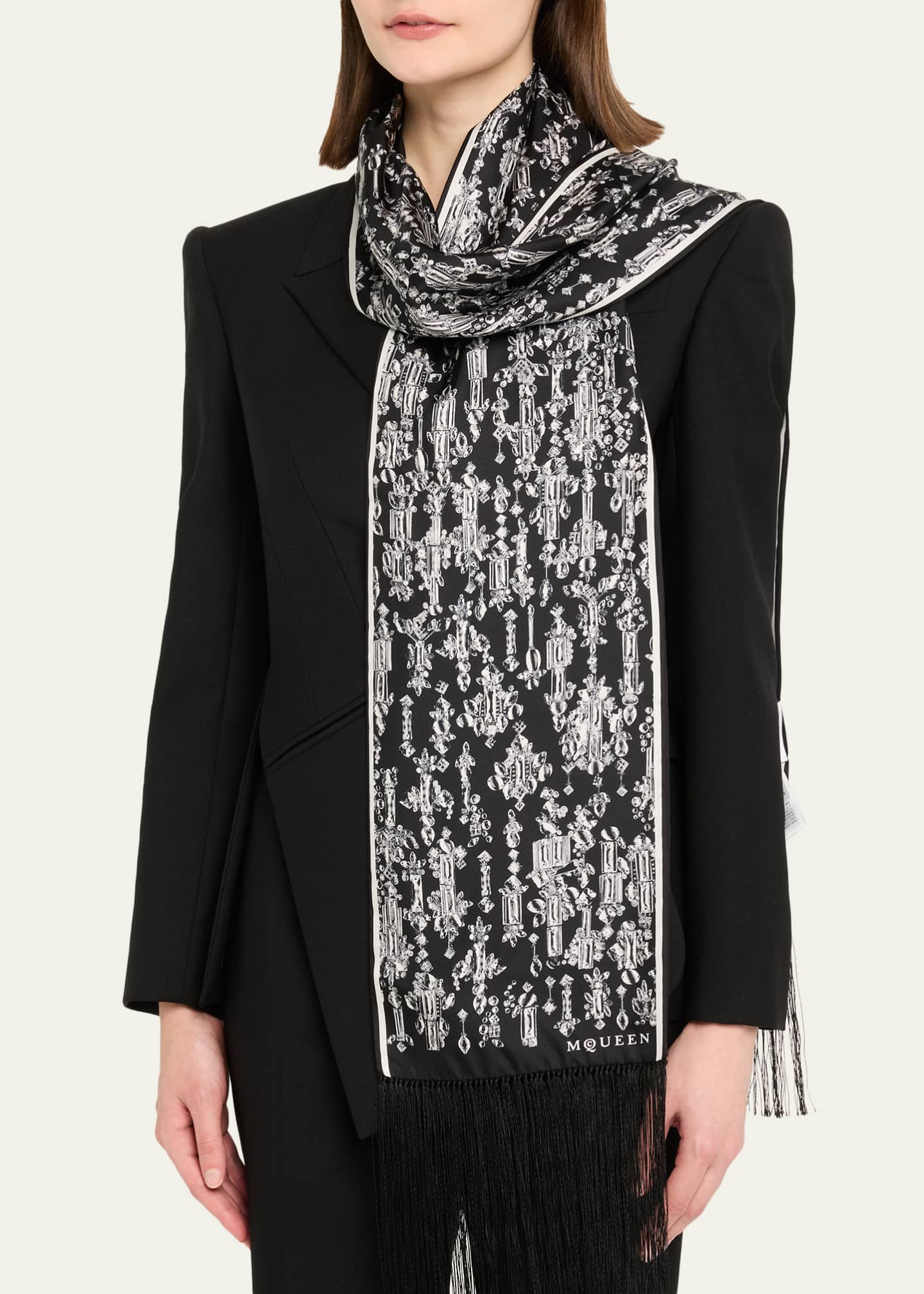McQueen Crystal Mirror Silk Scarf - Bergdorf Goodman