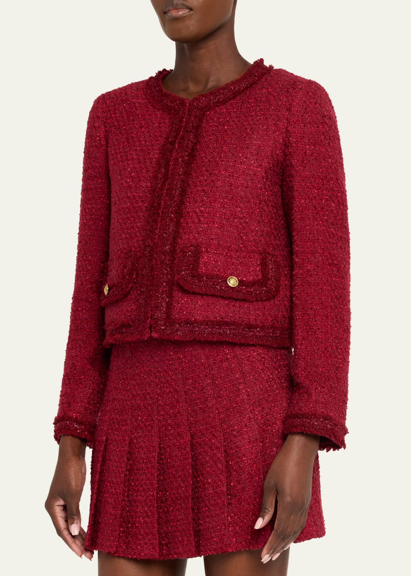 Alice + Olivia Landon Cropped Tweed Jacket - Bergdorf Goodman