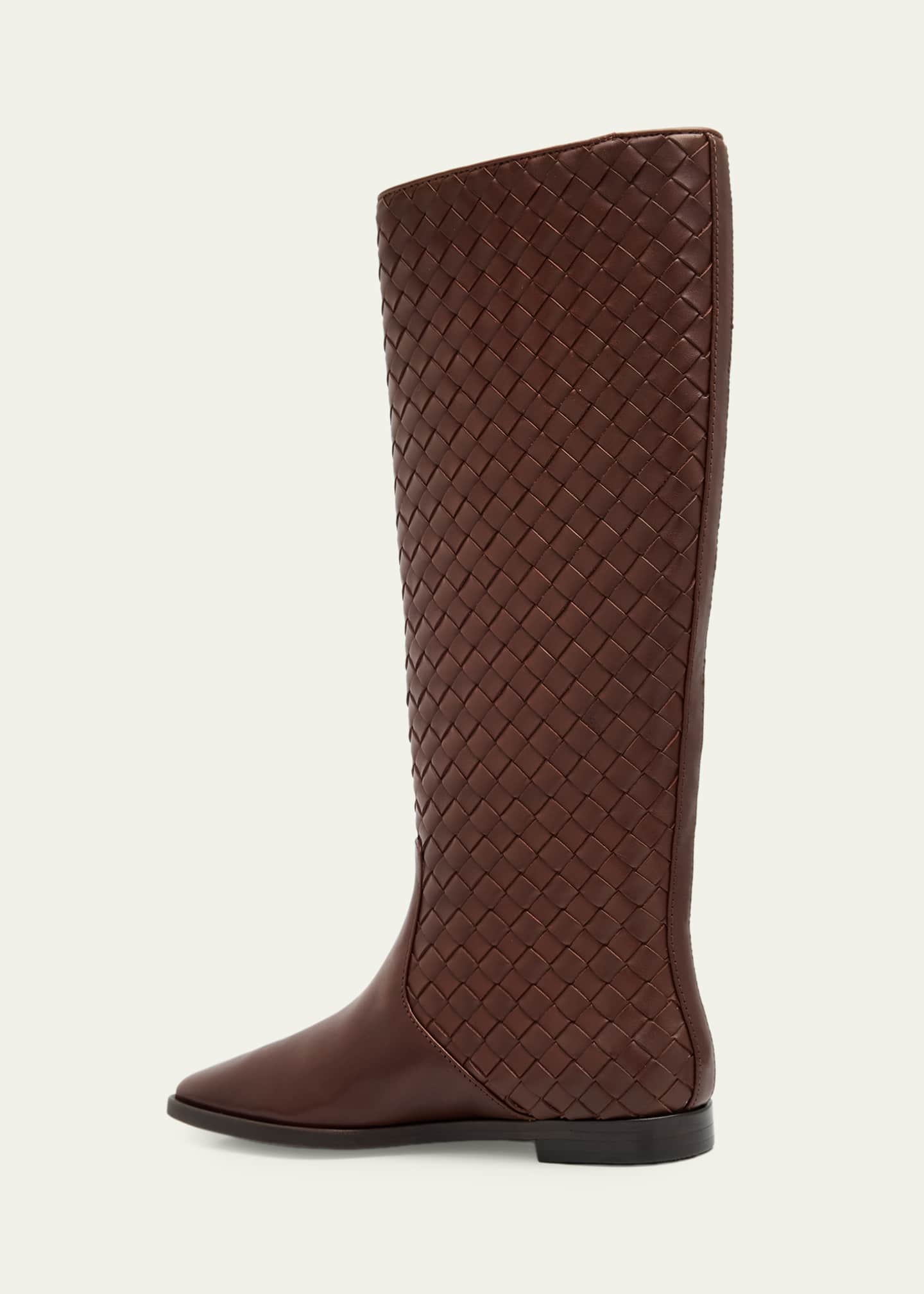 Loeffler Randall Tilly Flat Woven Leather Knee-High Riding Boots ...