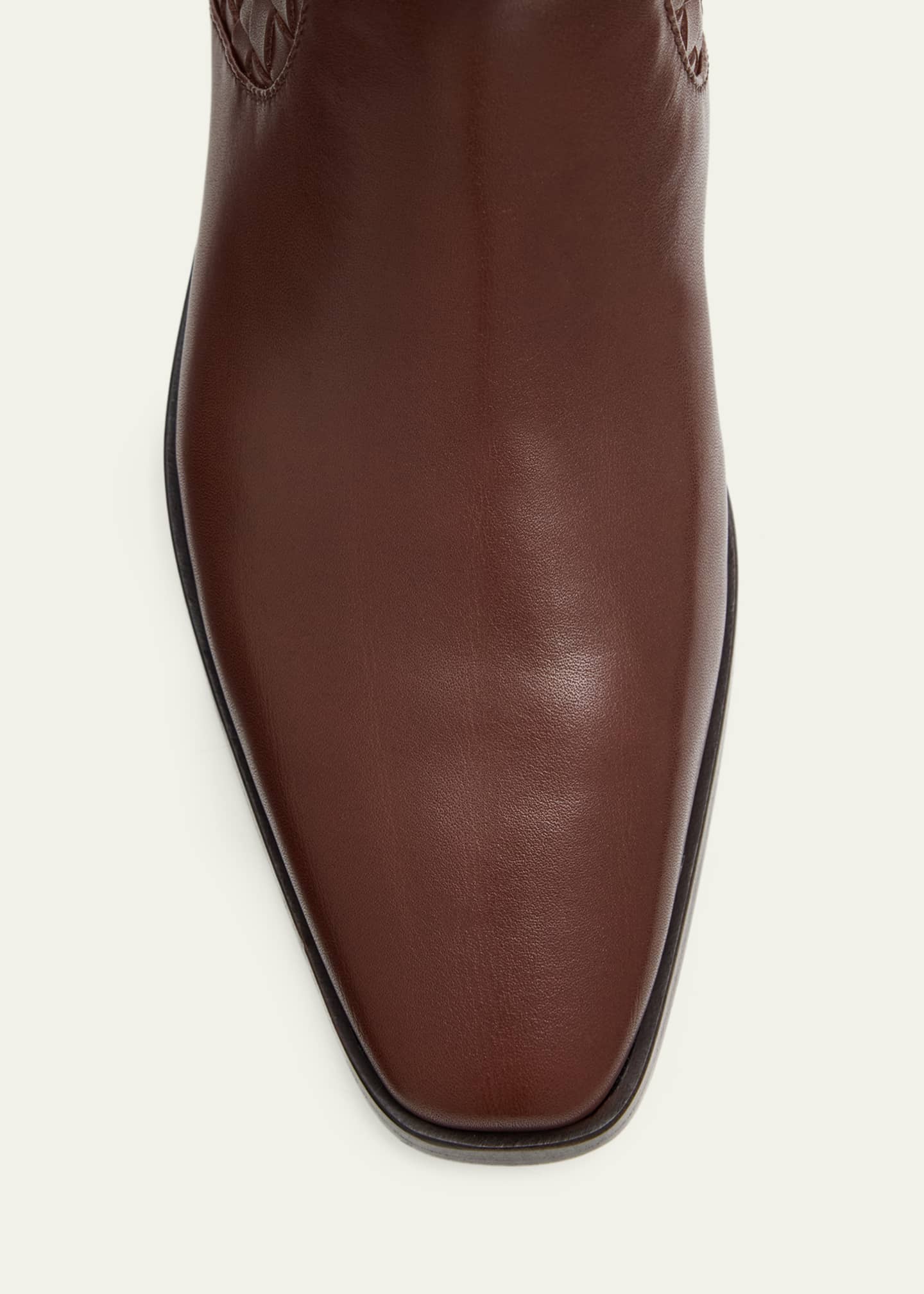 Loeffler Randall Tilly Flat Woven Leather Knee-High Riding Boots ...