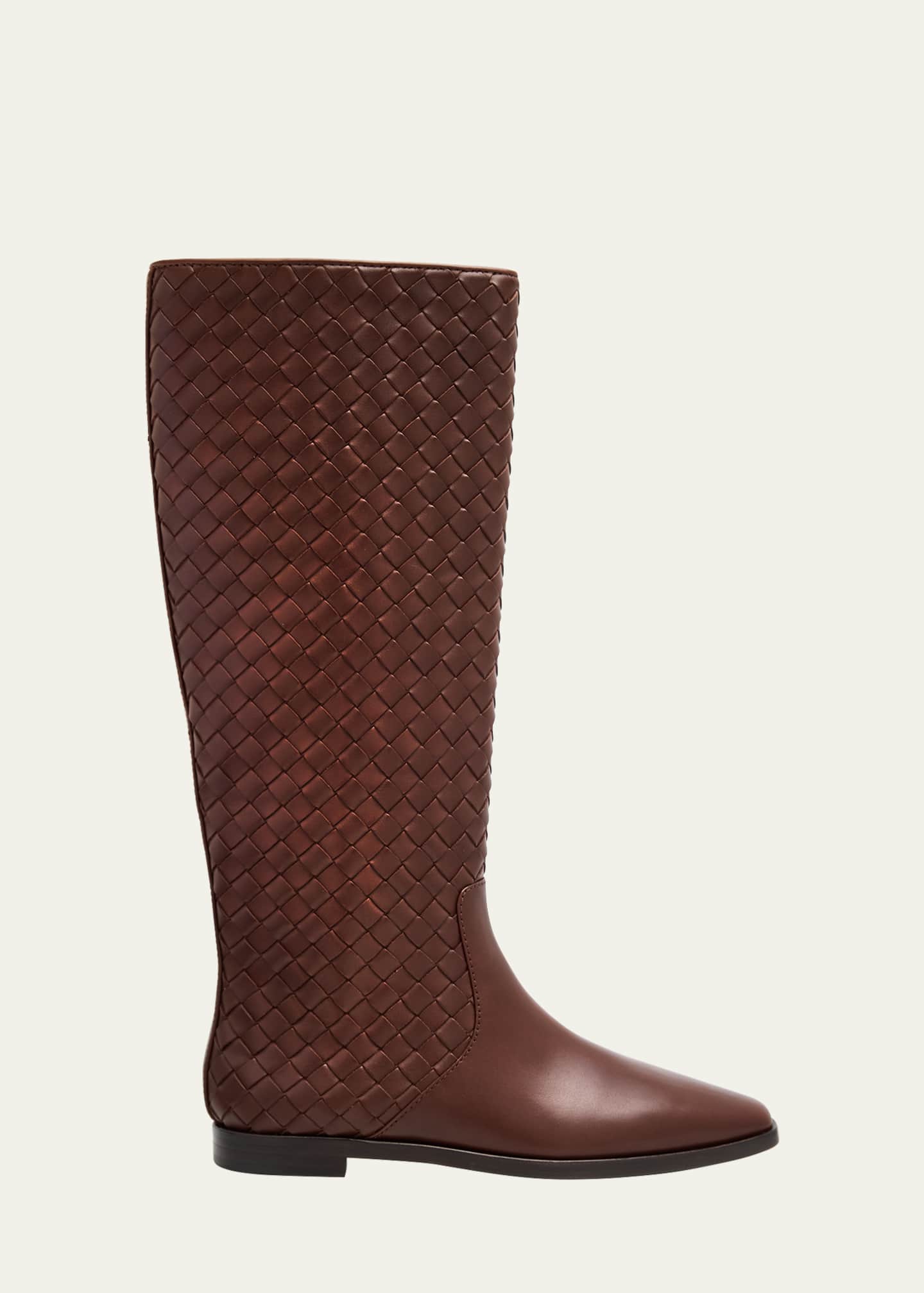 Loeffler Randall Tilly Flat Woven Leather Knee-High Riding Boots ...