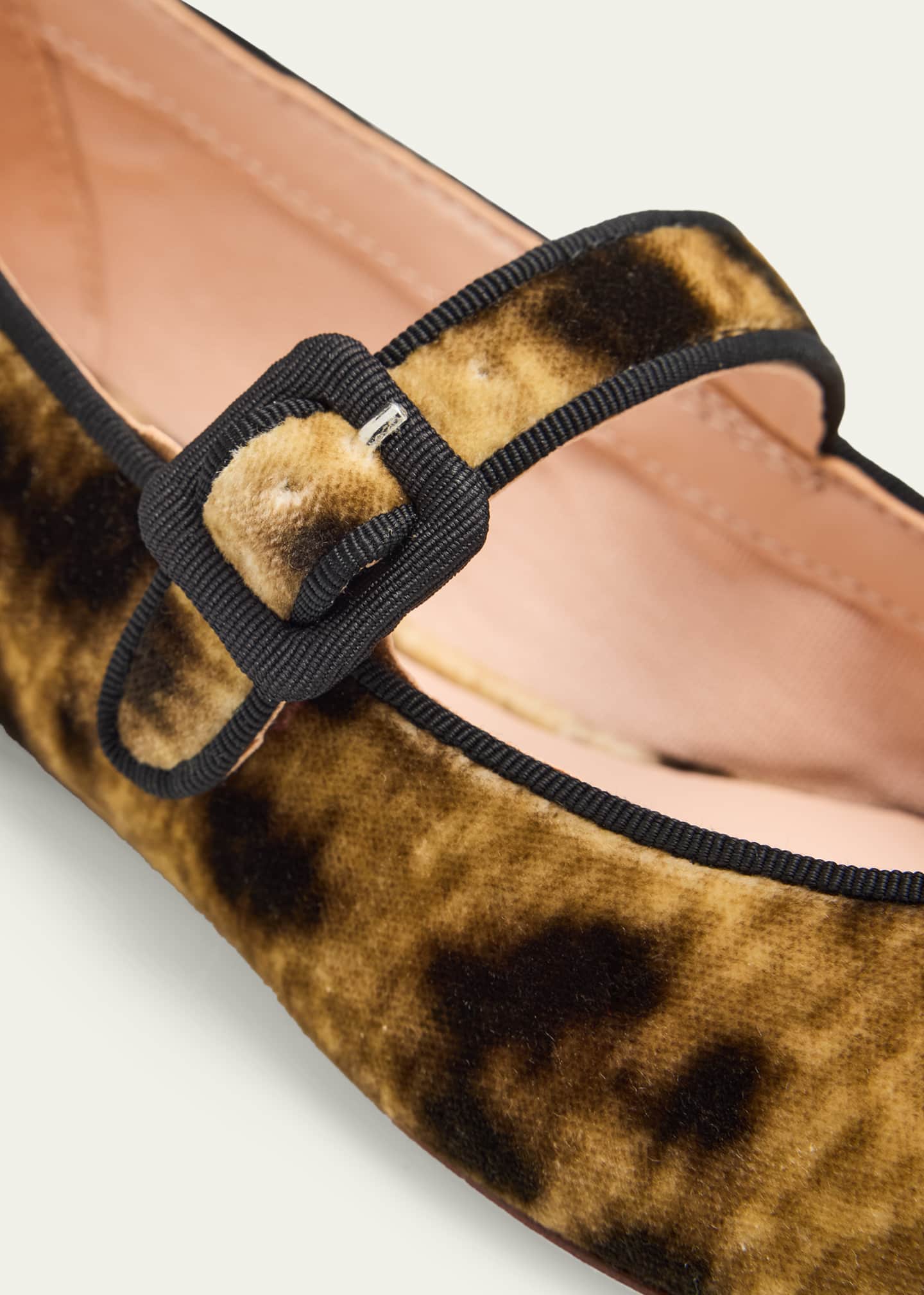 Loeffler Randall Ginger Leopard Velvet Mary Jane Ballerina Flats ...