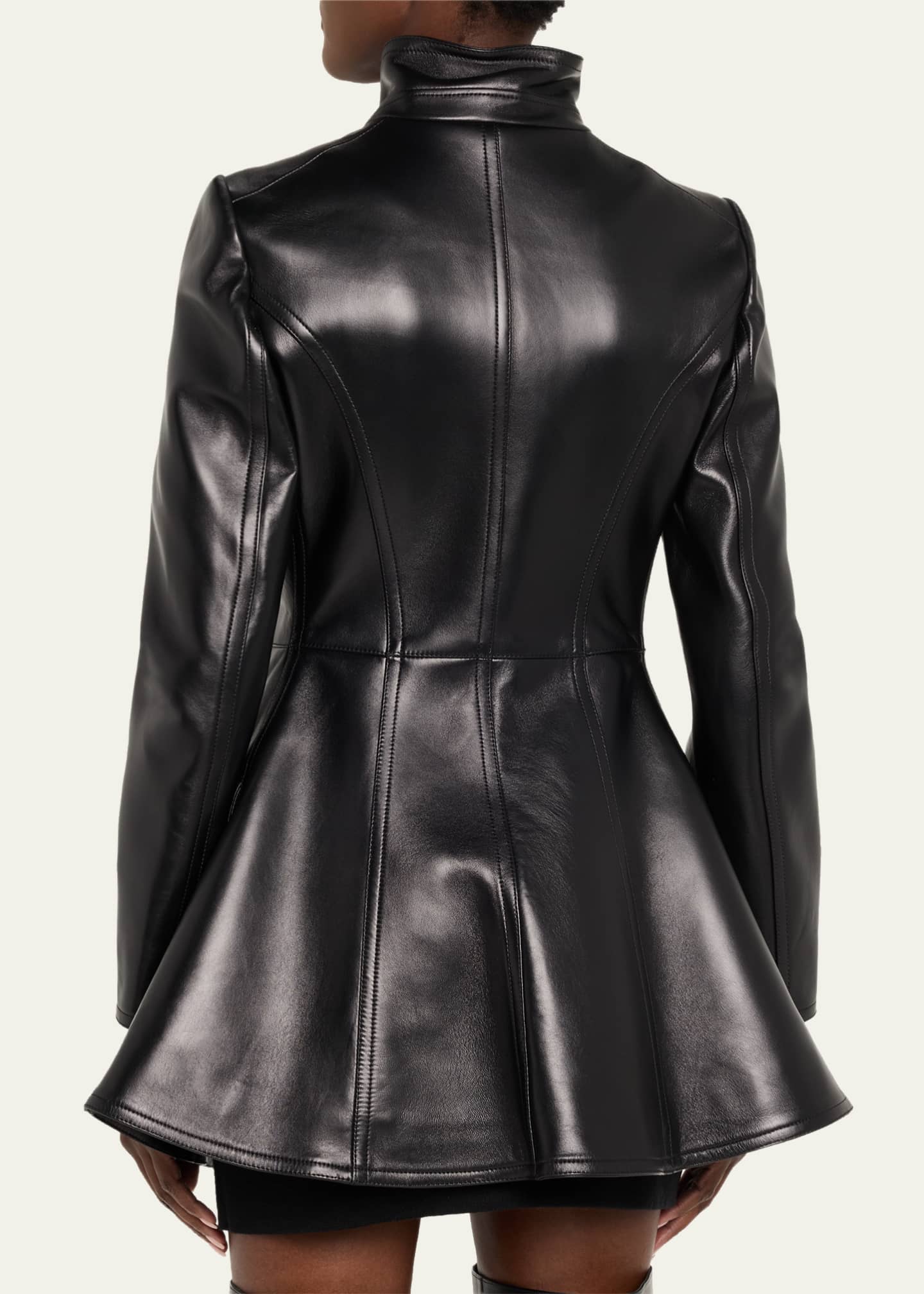McQueen Leather Single-Breasted Cutaway Jacket - Bergdorf Goodman