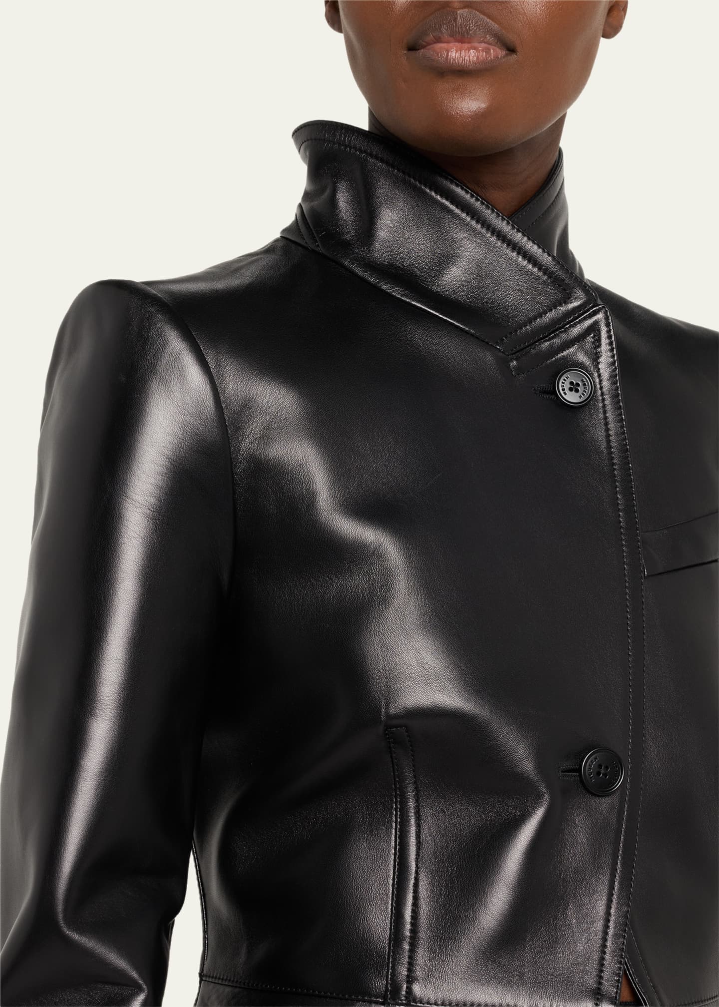 McQueen Leather Single-Breasted Cutaway Jacket - Bergdorf Goodman