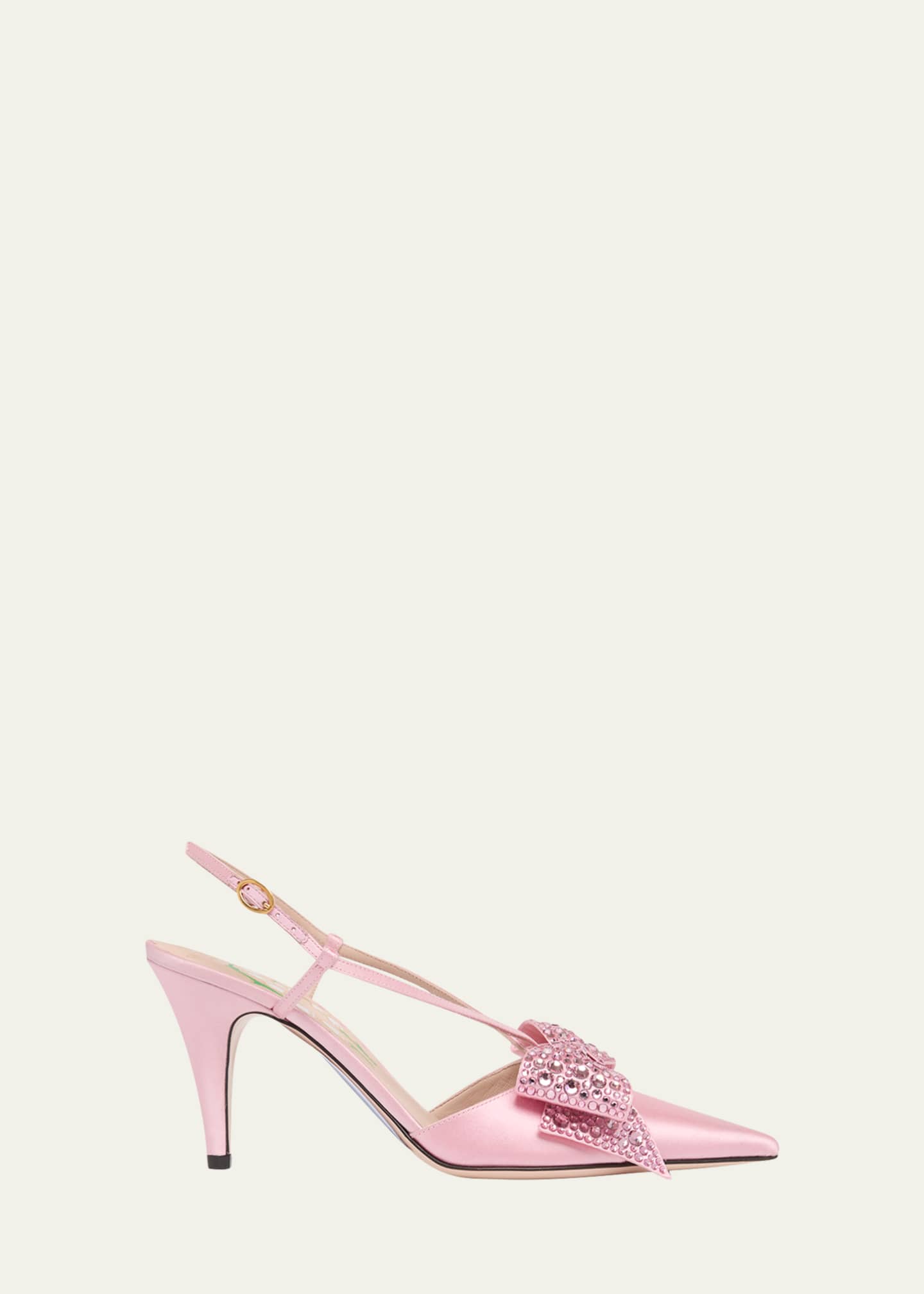 Valentino Garavani 85mm Bowow Embellished Satin Slingback Pumps ...