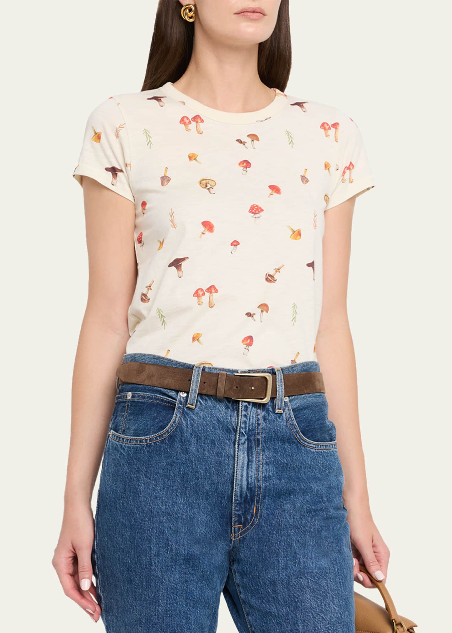 Rag & Bone Crewneck Mushroom-Print Tee - Bergdorf Goodman