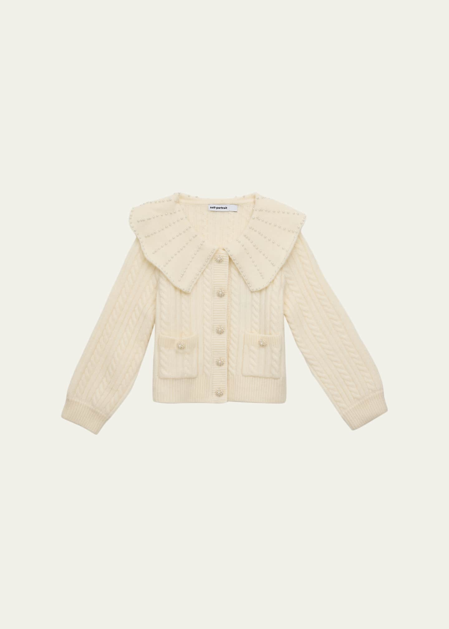 Self-Portrait Girl's Alpaca-Blend Scalloped Cardigan, Size 3-12 ...