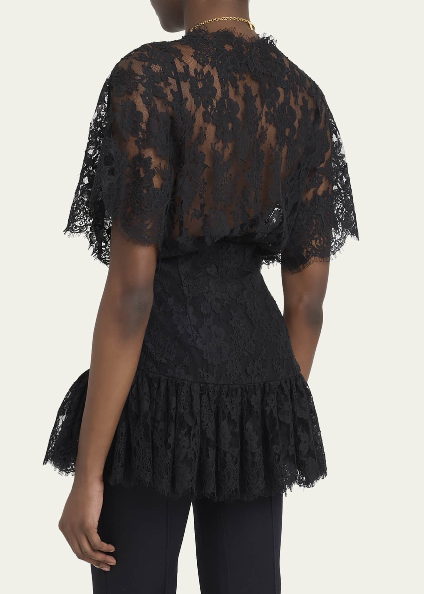 Chloe Lace Short-Sleeve Ruffle Top - Bergdorf Goodman