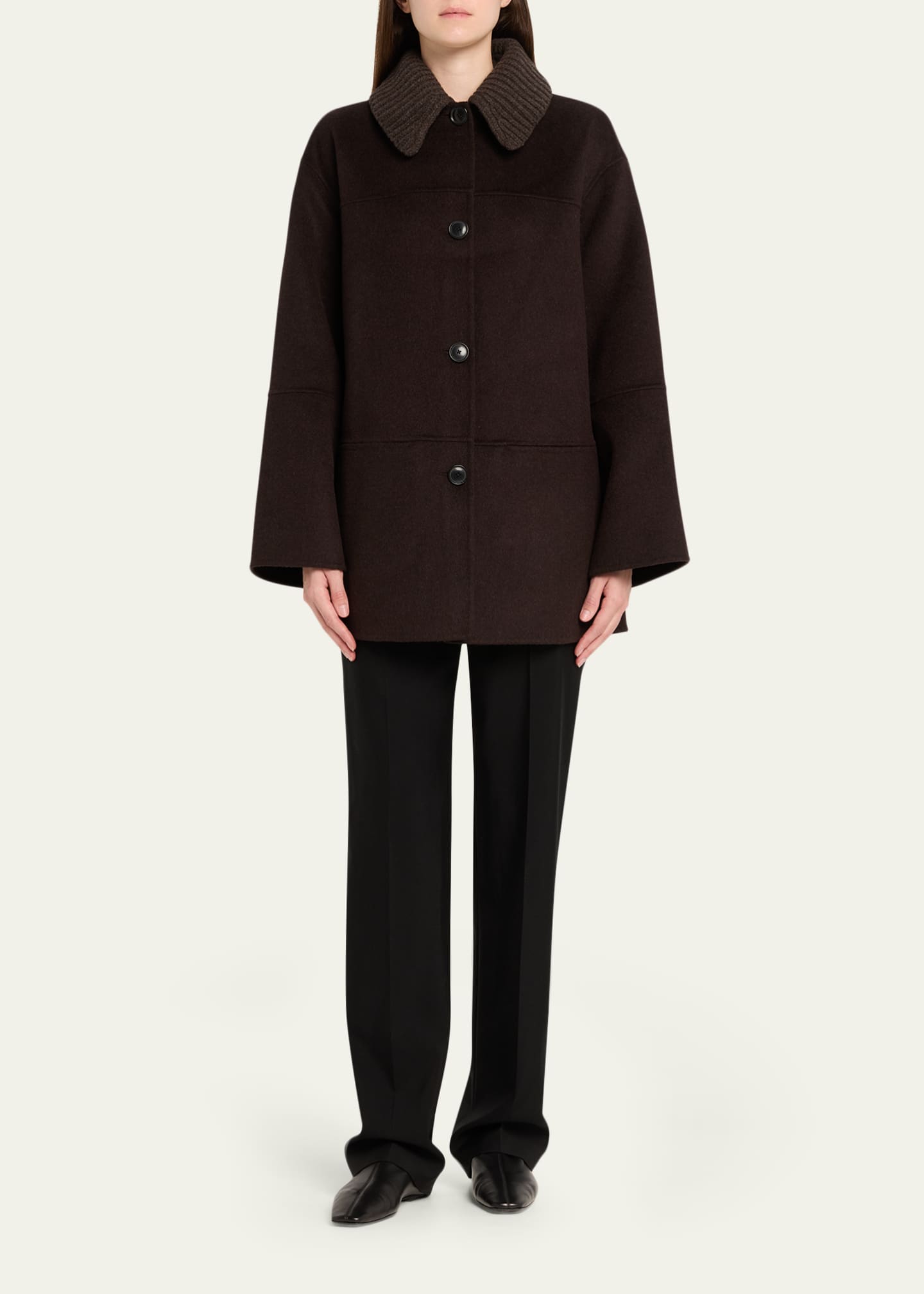 Proenza Schouler Lisa Double-Face Wool Coat with Removable Collar ...