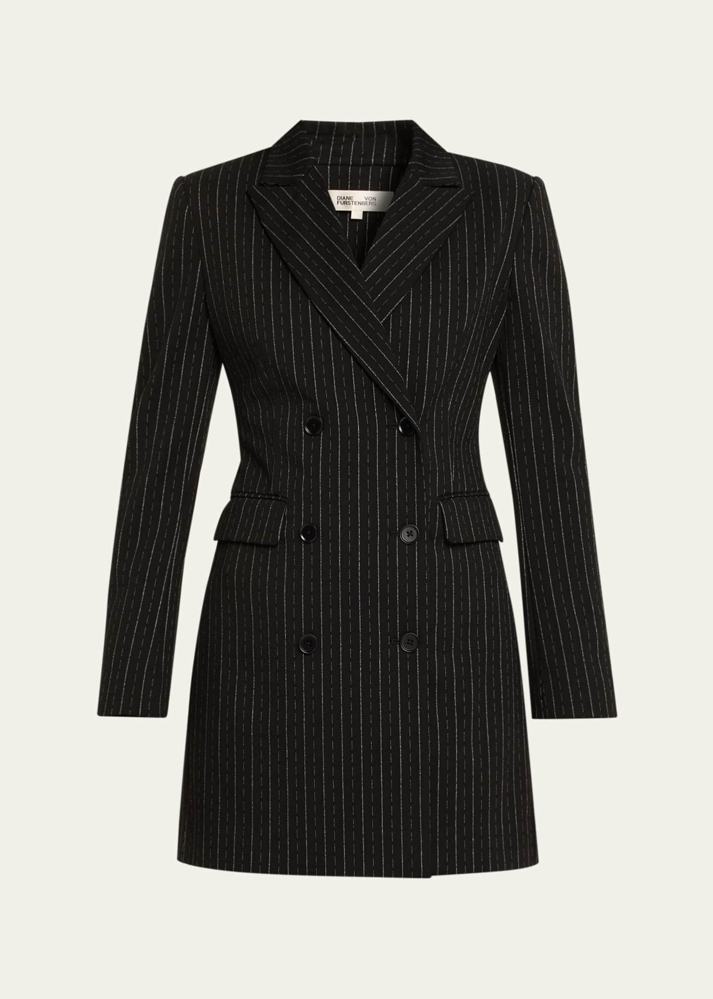 Diane von Furstenberg Virginia Double-Breasted Pinstripe Jacket ...