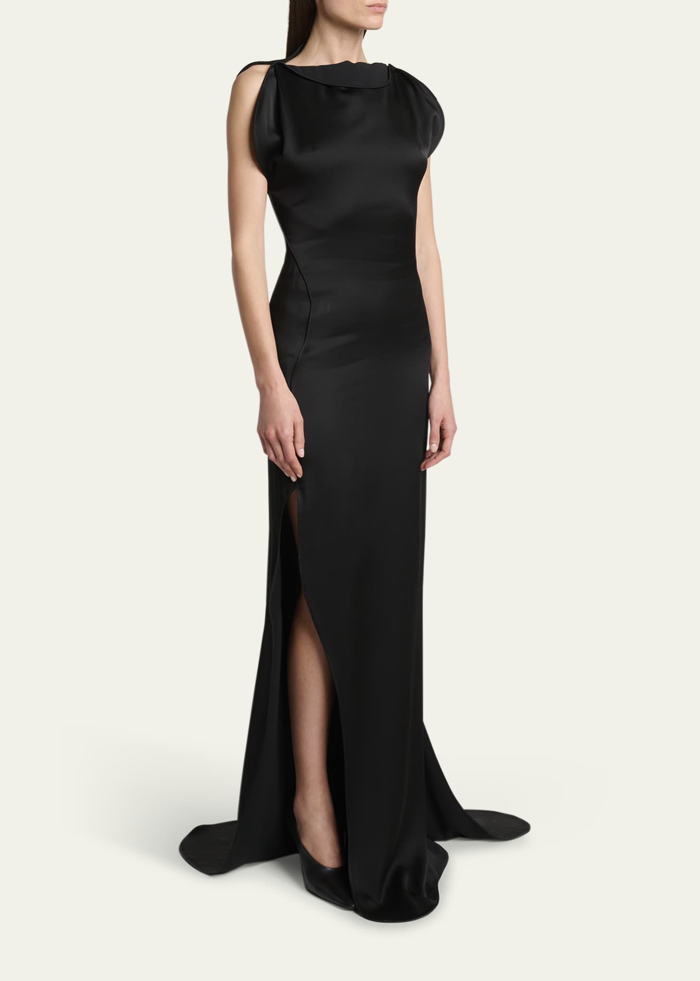 Victoria Beckham Sleeveless Satin Slit Gown - Bergdorf Goodman