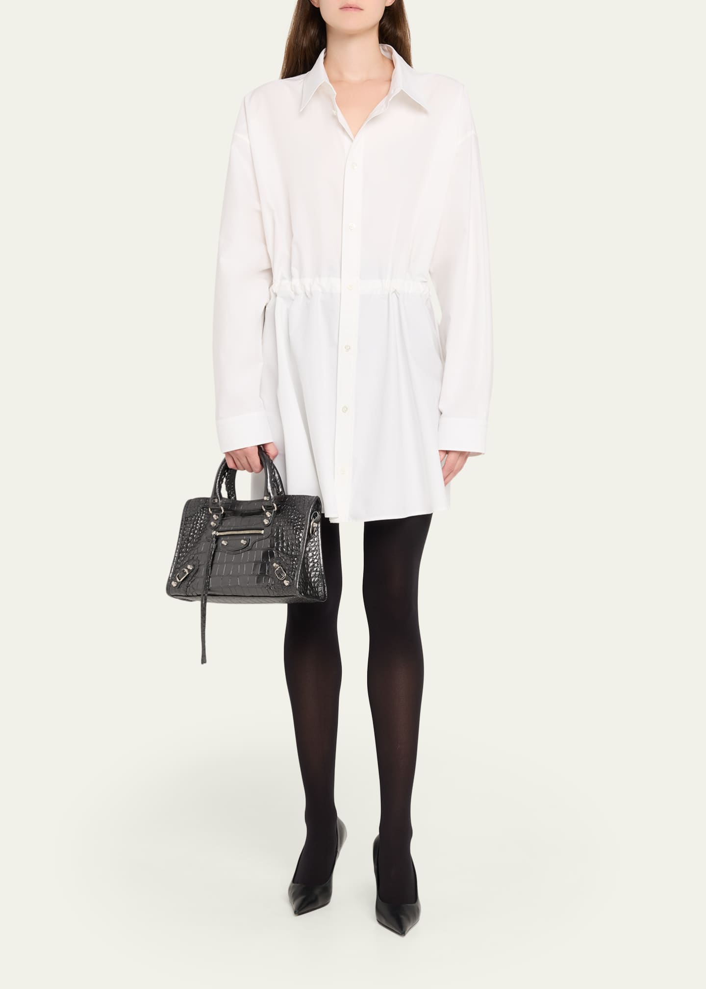Balenciaga Le City Small Croc-Embossed Leather Top-Handle Bag ...