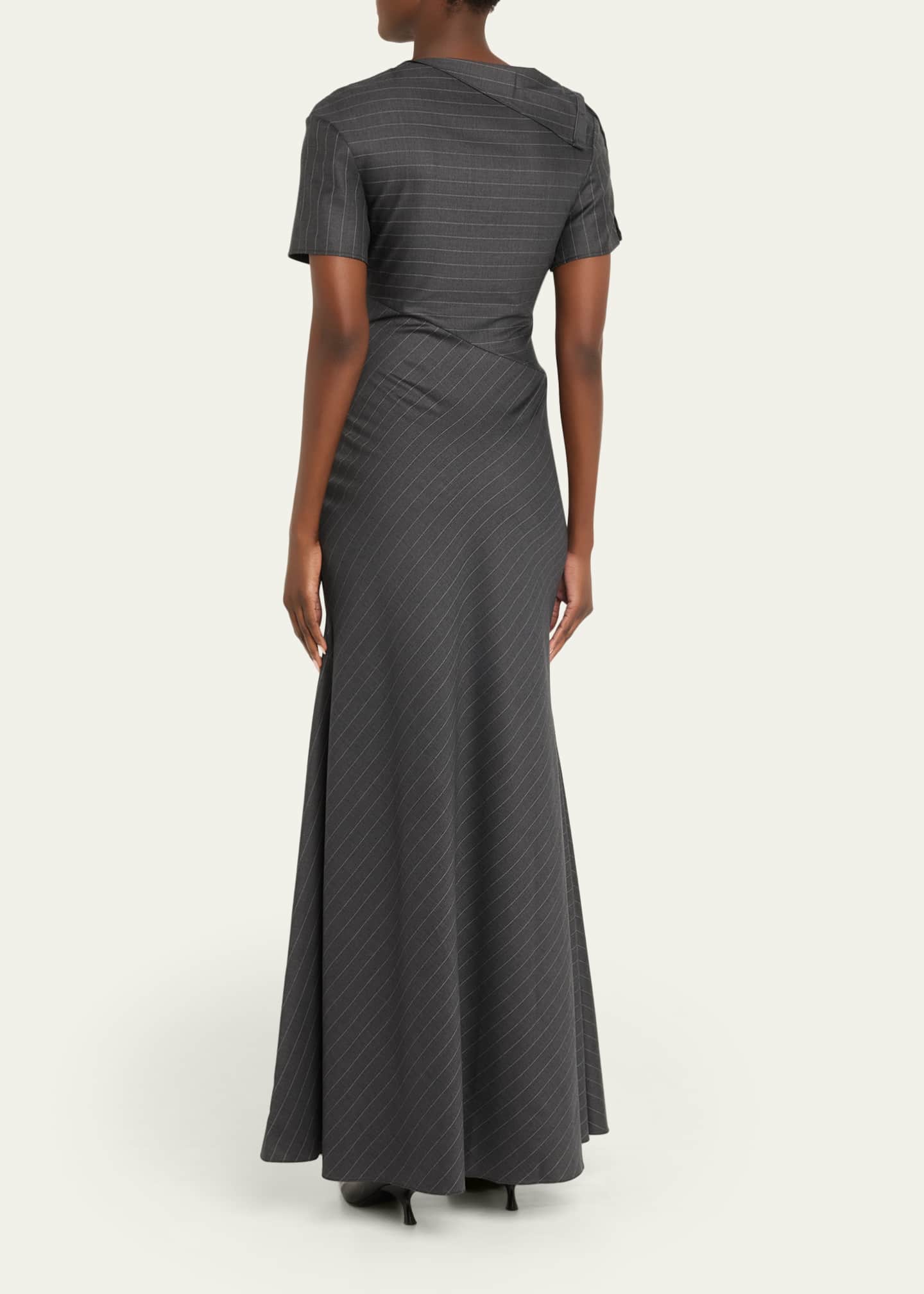 Jane Wade Pinstripe Short-Sleeve Dress - Bergdorf Goodman