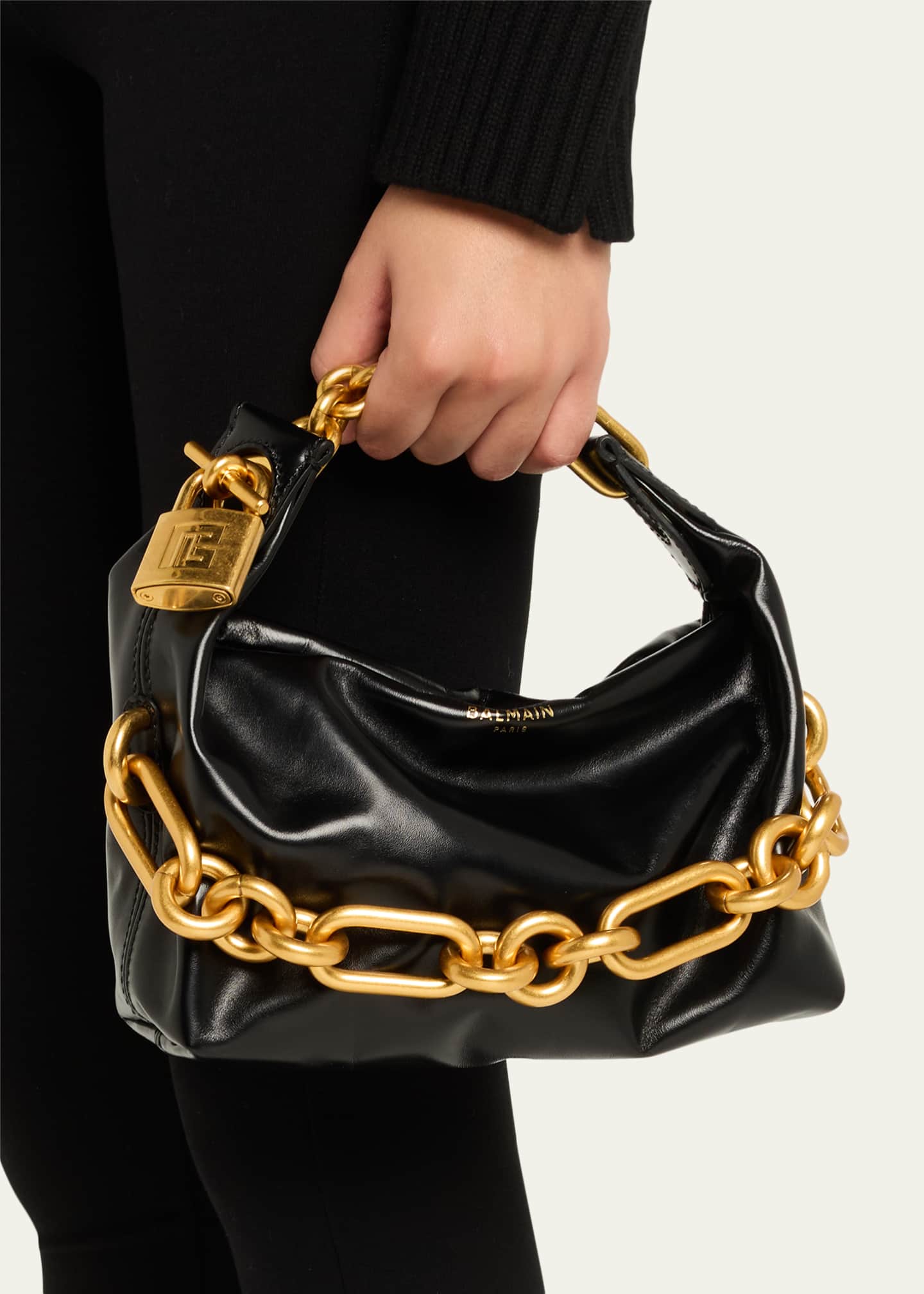 Balmain Sync Mini Chain Leather Top-Handle Bag - Bergdorf Goodman