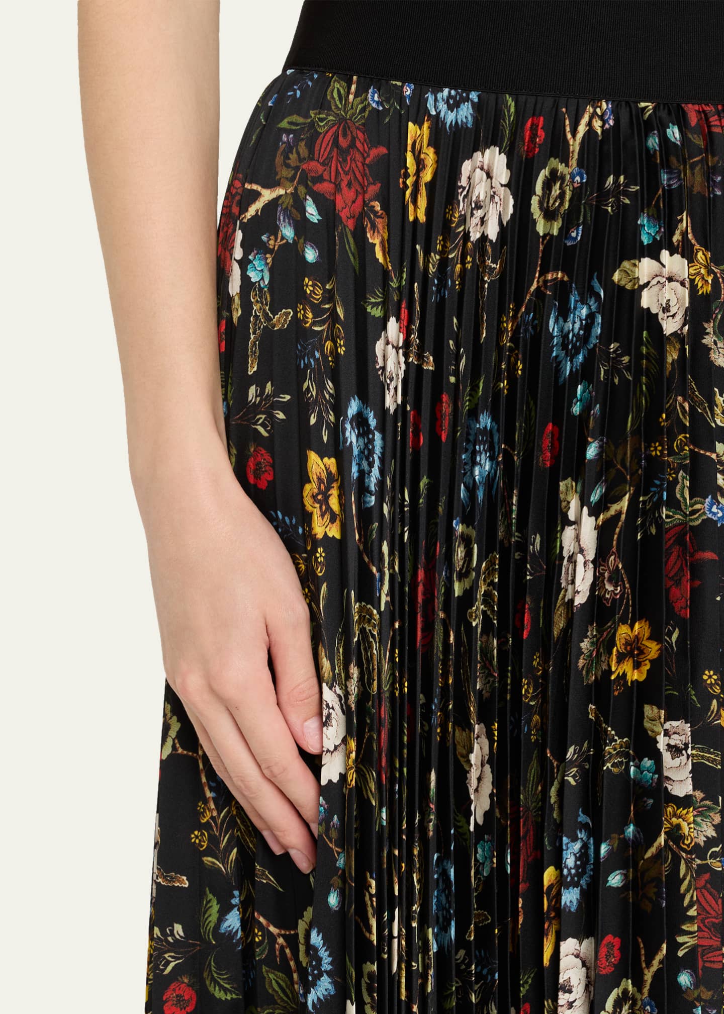 Alice + Olivia Tapestry Trails Katz Asymmetric Pleated Maxi Skirt ...