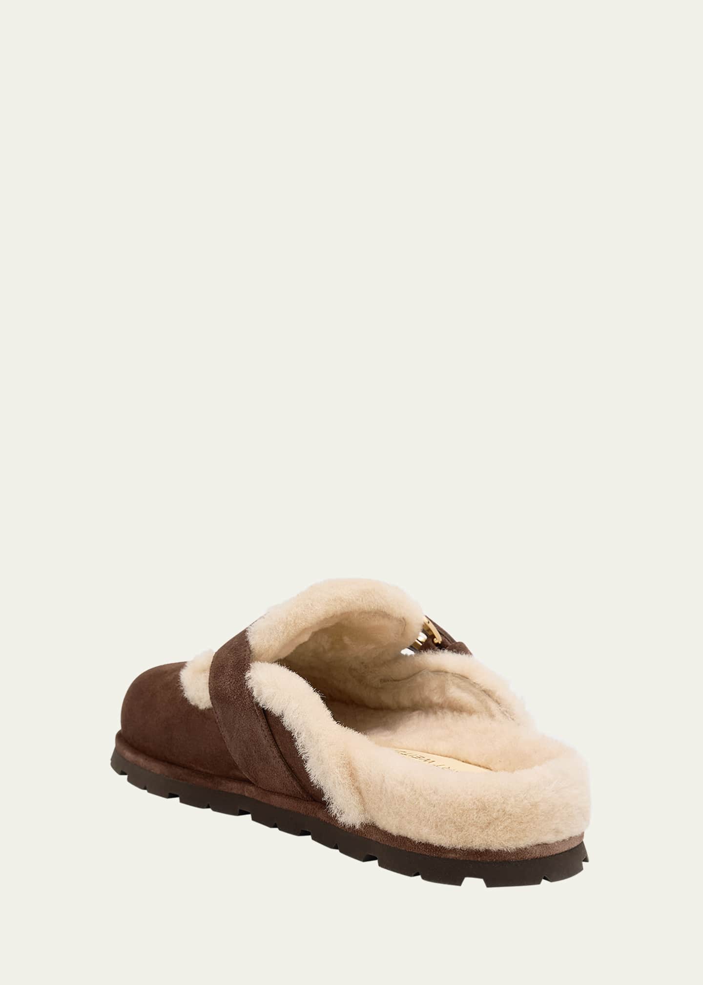 Stuart Weitzman Chrystie Shearling-Lined Suede Mules - Bergdorf Goodman