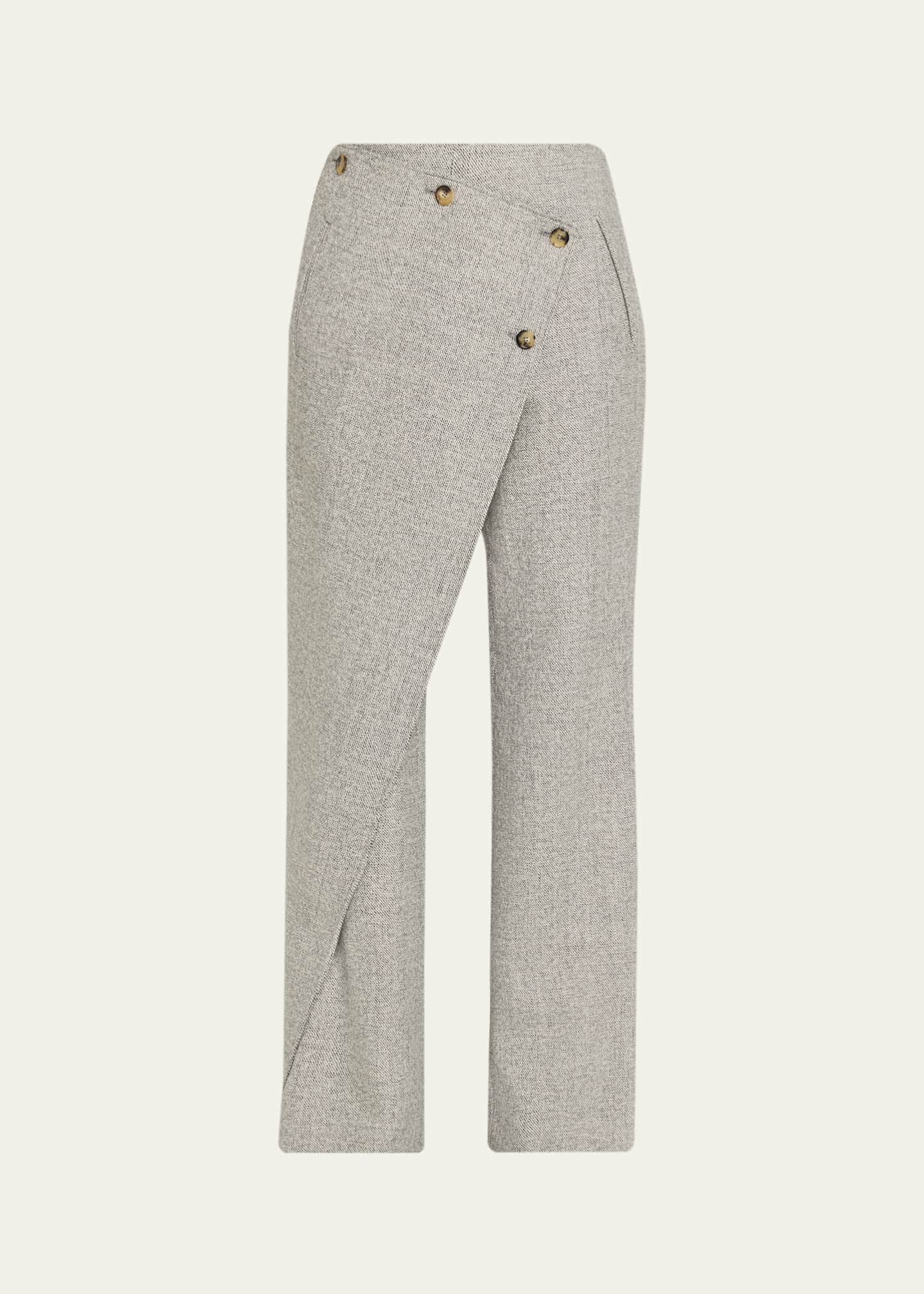 Courreges Oblique Caviar Wool Straight-Leg Apron Pants - Bergdorf Goodman