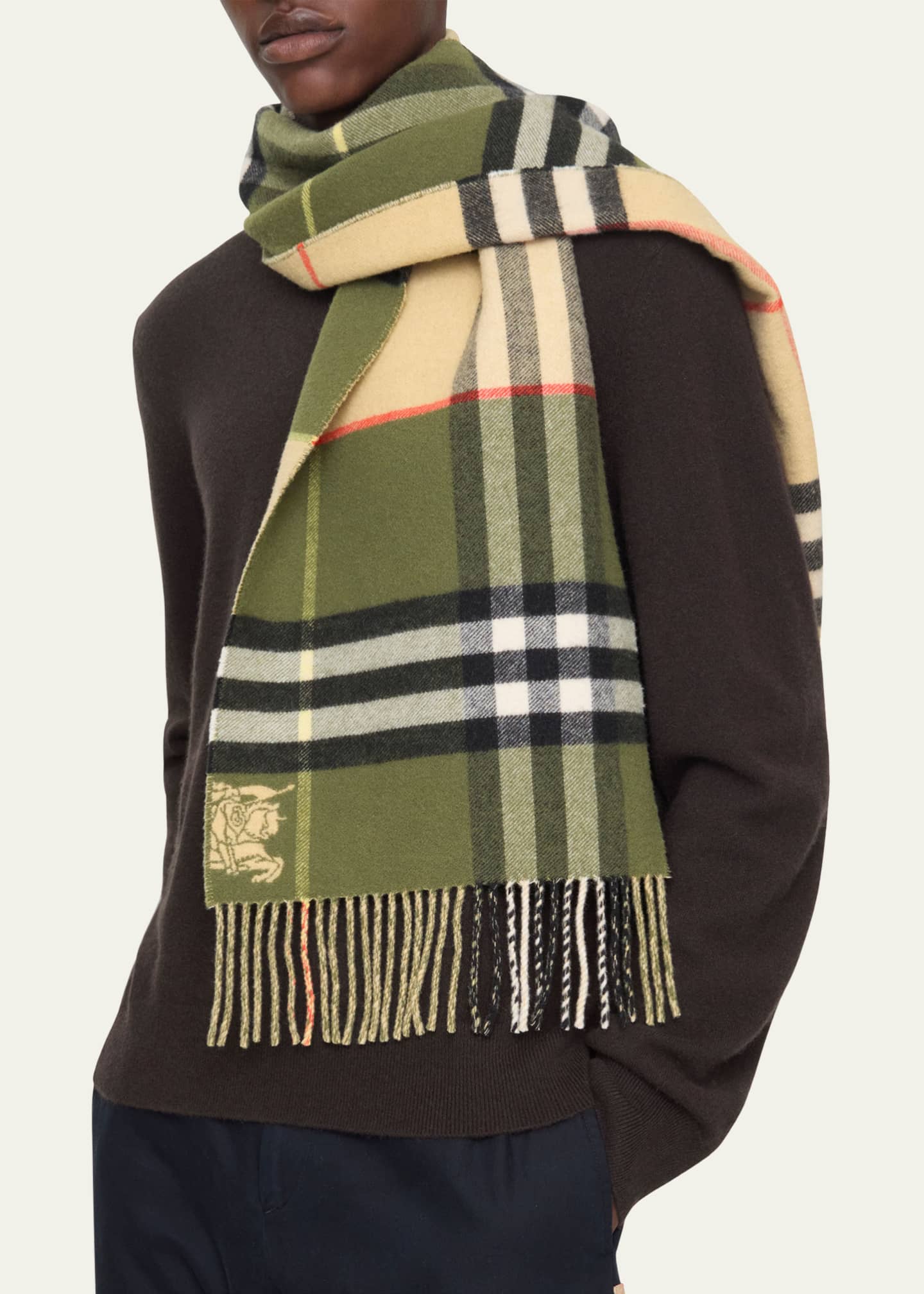 Burberry Men's Contrast Check Cashmere Scarf - Bergdorf Goodman