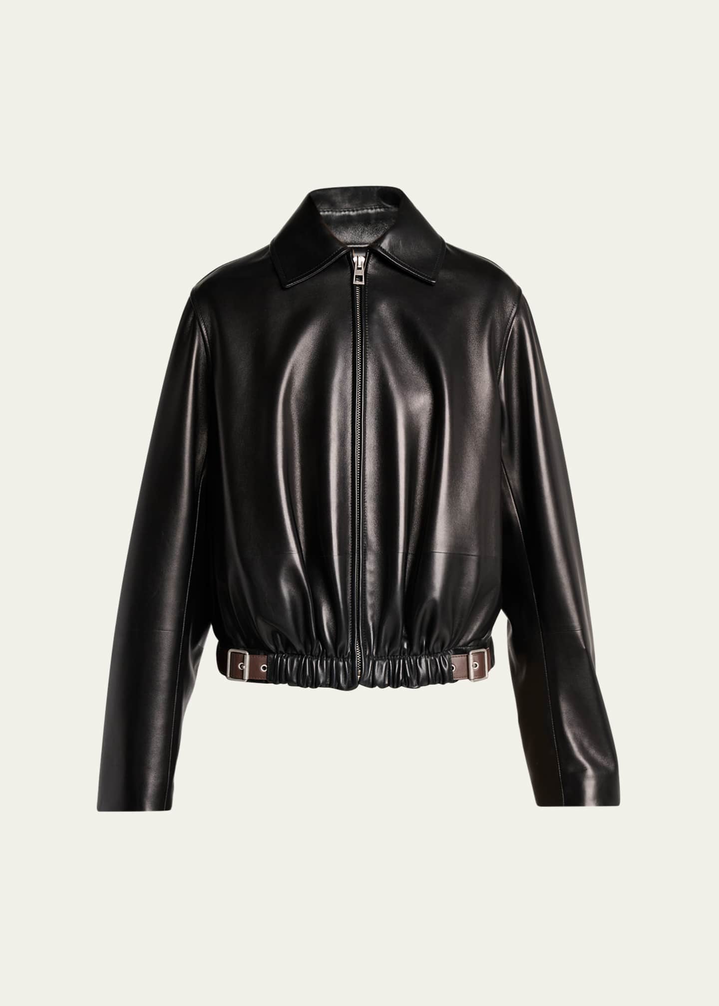 Loewe Buckle Leather Balloon Jacket - Bergdorf Goodman