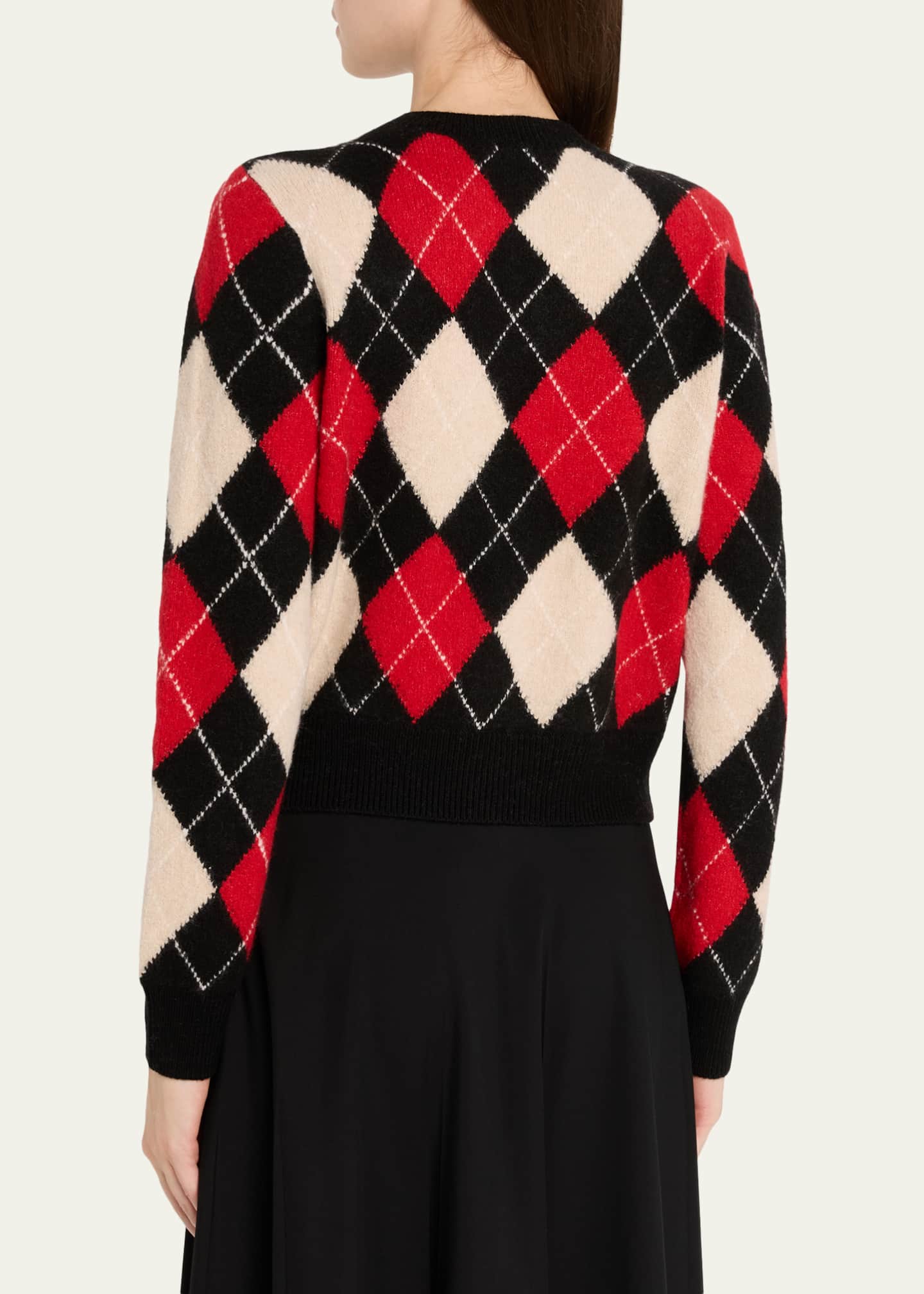 Alice + Olivia Carolee Argyle Crewneck Cardigan - Bergdorf Goodman