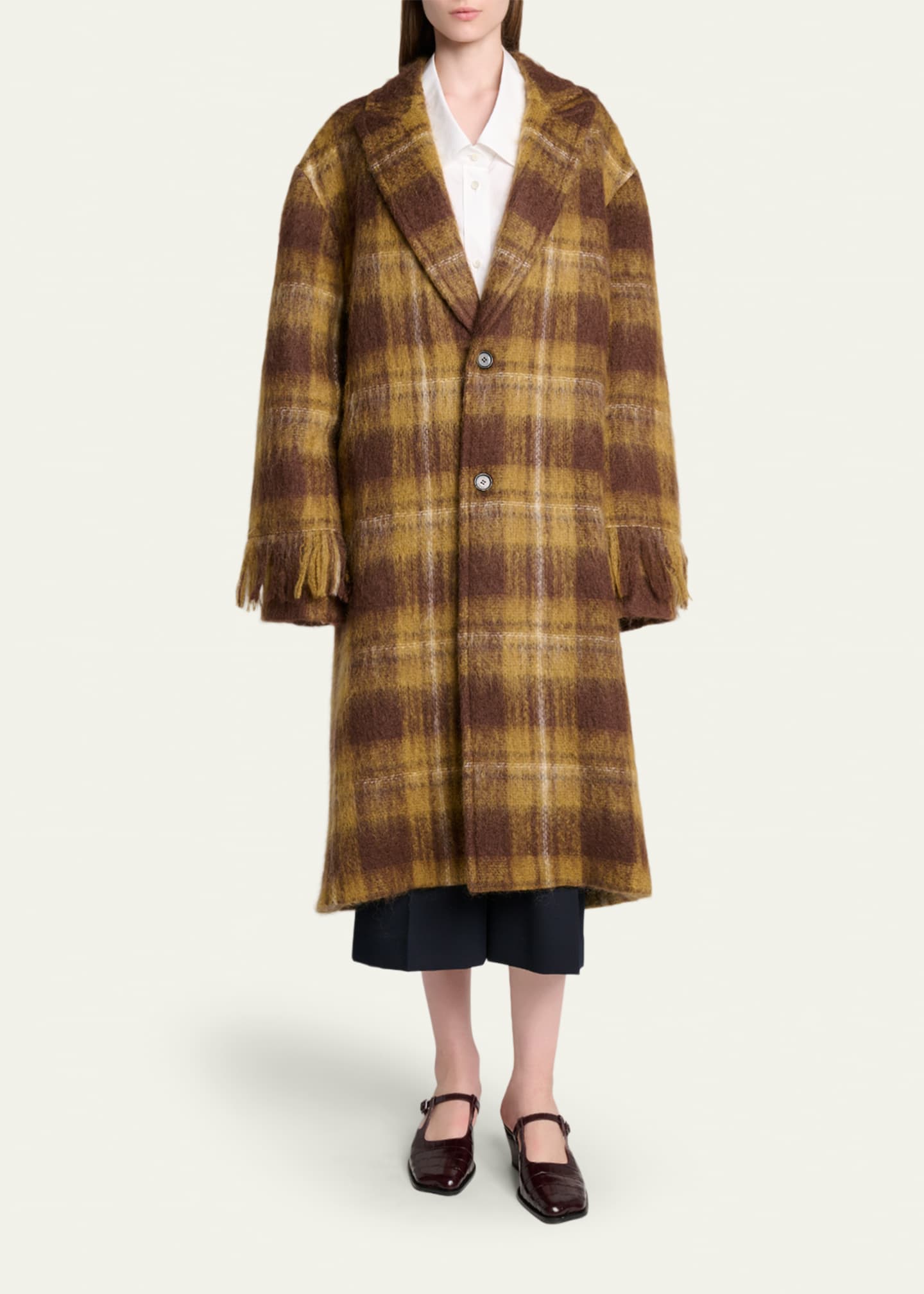 Loewe Plaid Oversized Alpaca-Wool Coat - Bergdorf Goodman