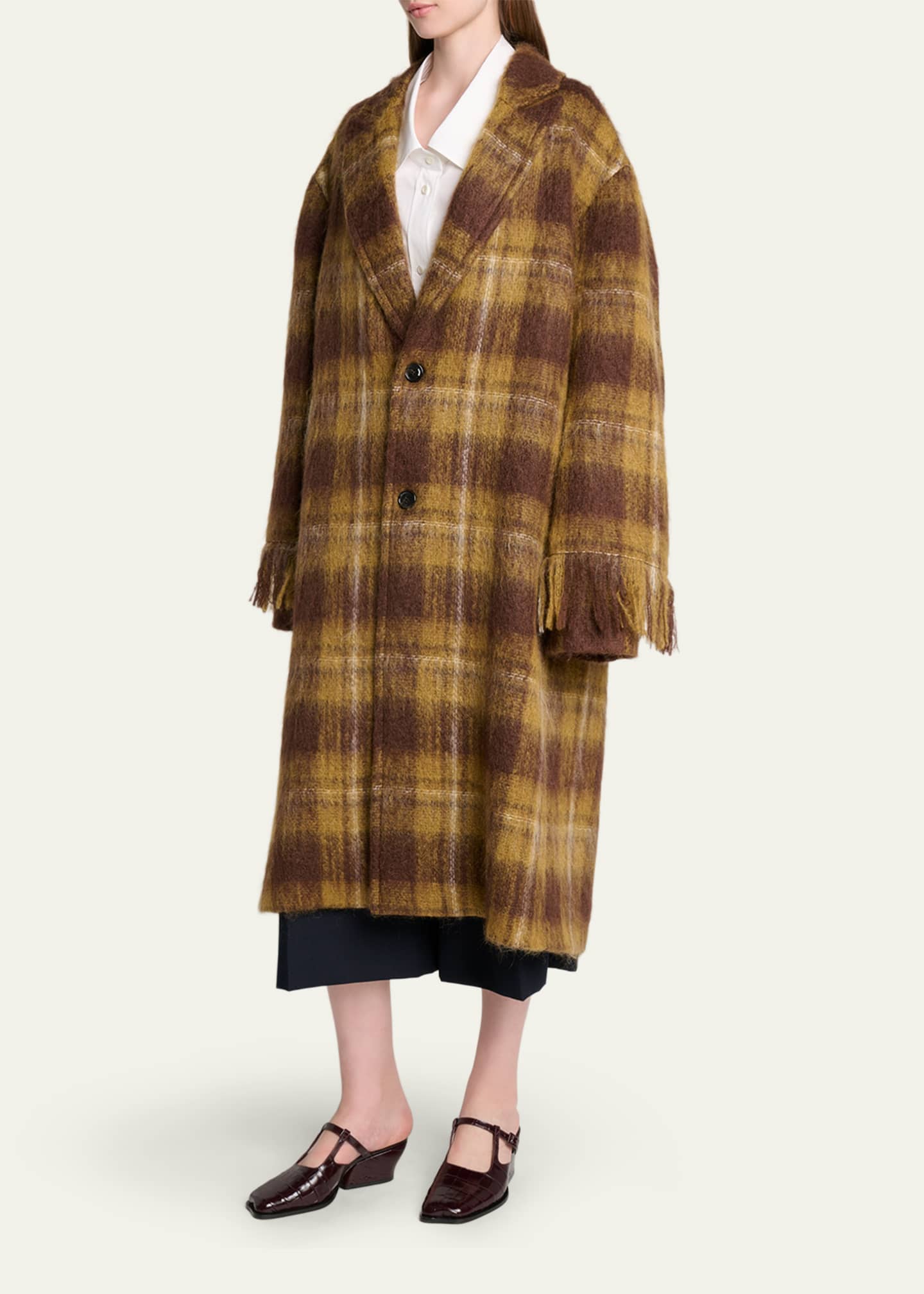 Loewe Plaid Oversized Alpaca-Wool Coat - Bergdorf Goodman