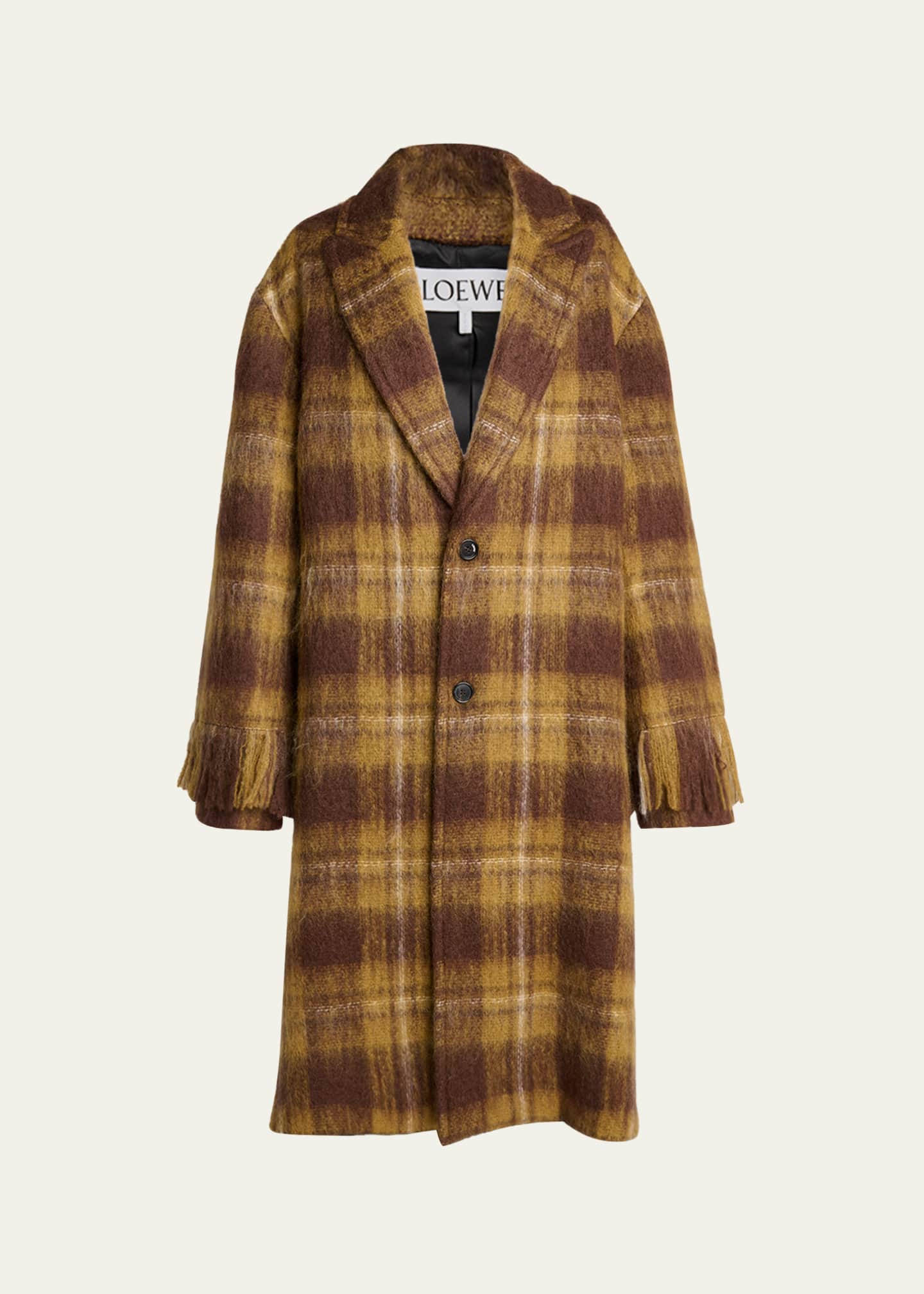 Loewe Plaid Oversized Alpaca-Wool Coat - Bergdorf Goodman