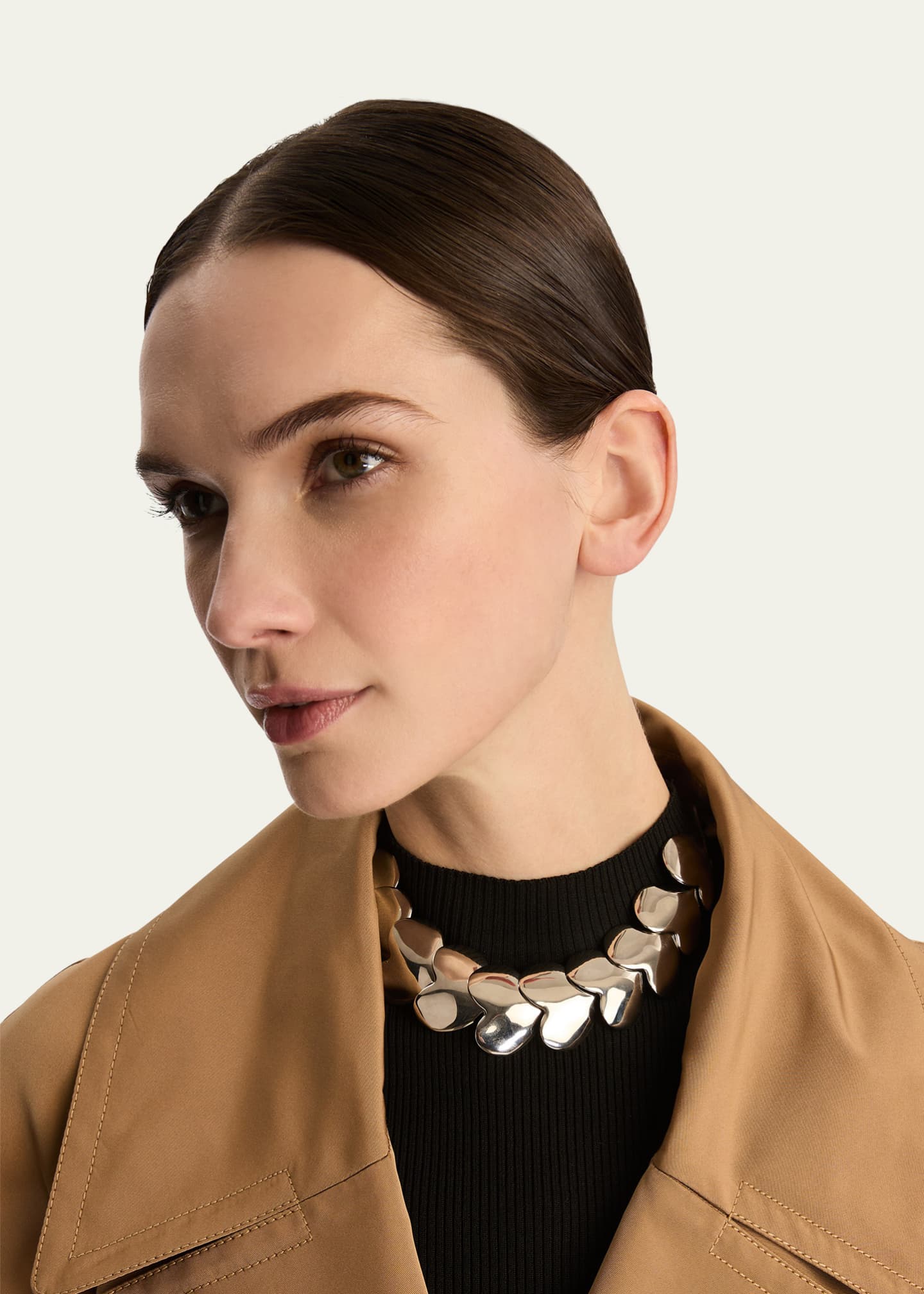 Oscar de la Renta Smooth Hearts Oversized Necklace, Silver - Bergdorf ...