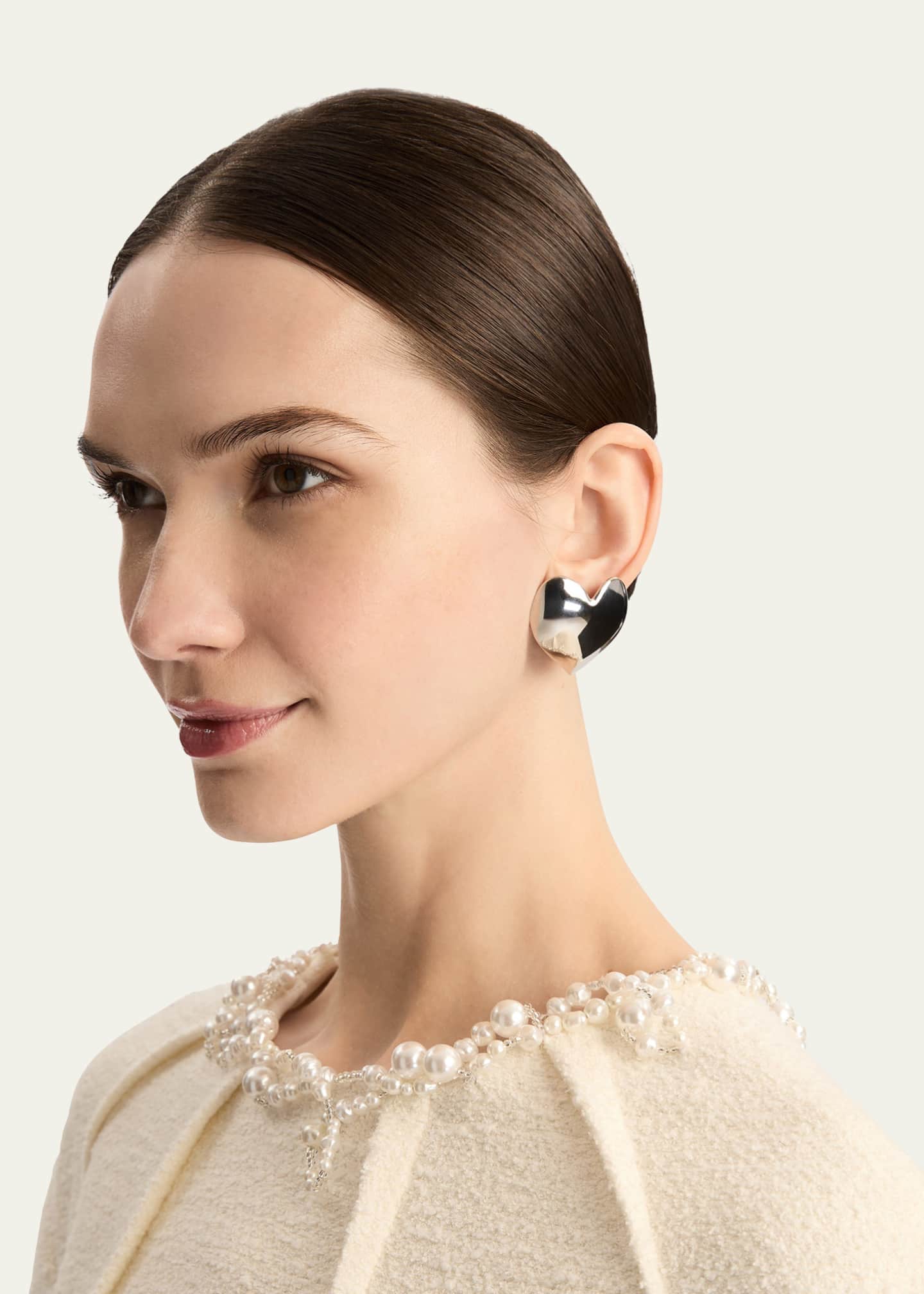 Oscar de la Renta Smooth Heart Stud Earrings, Silver - Bergdorf Goodman