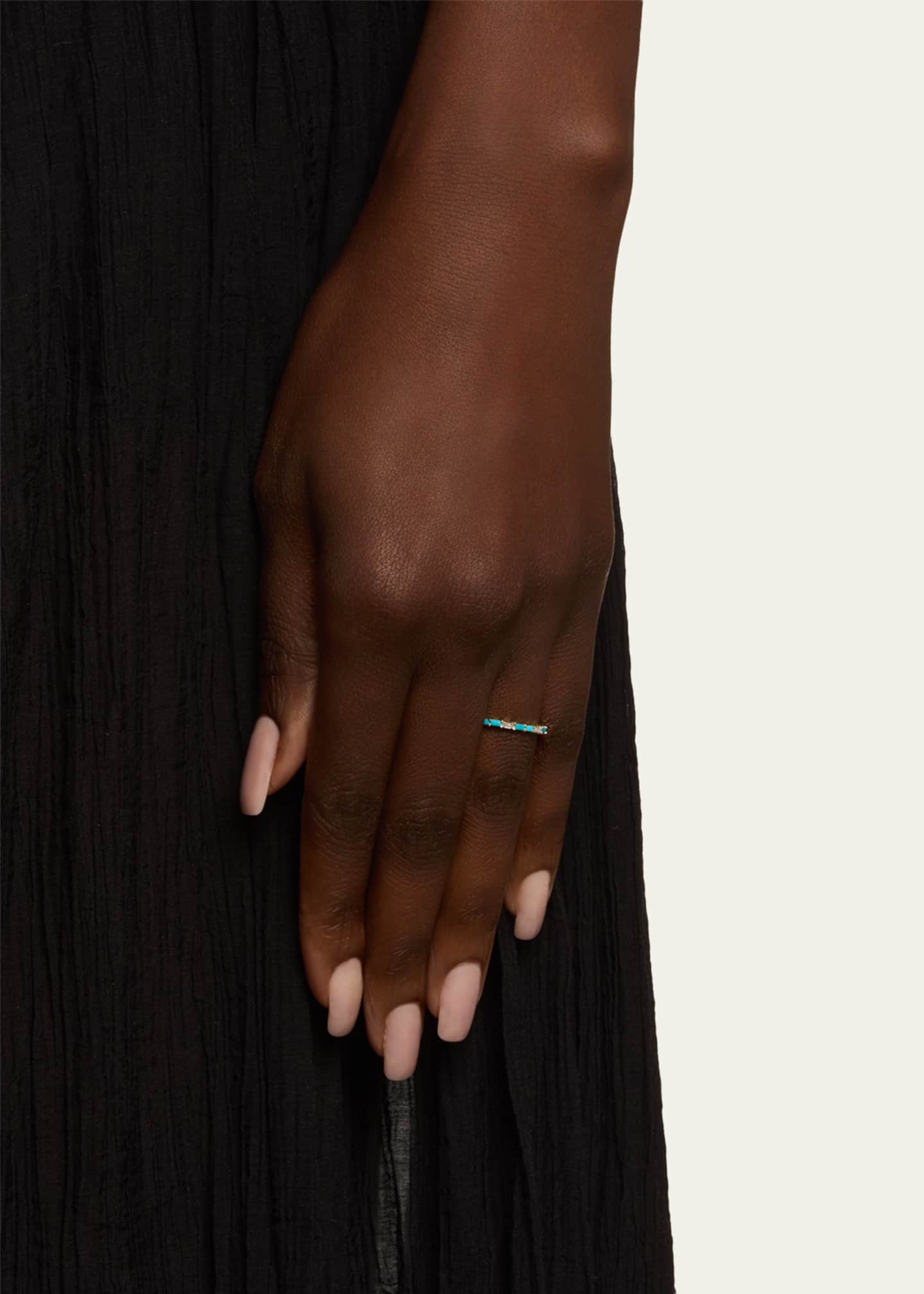 Lana 14K Turquoise and Diamond Baguette Stackable Ring, Size 7 - Bergdorf Goodman
