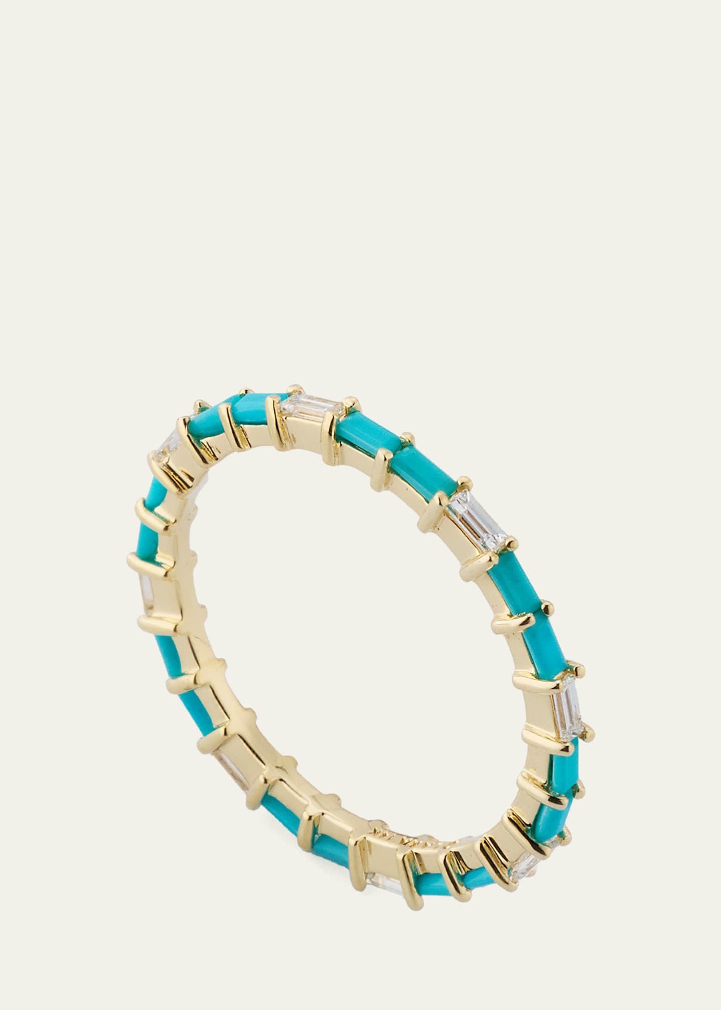 Lana 14K Turquoise and Diamond Baguette Stackable Ring, Size 7 - Bergdorf Goodman