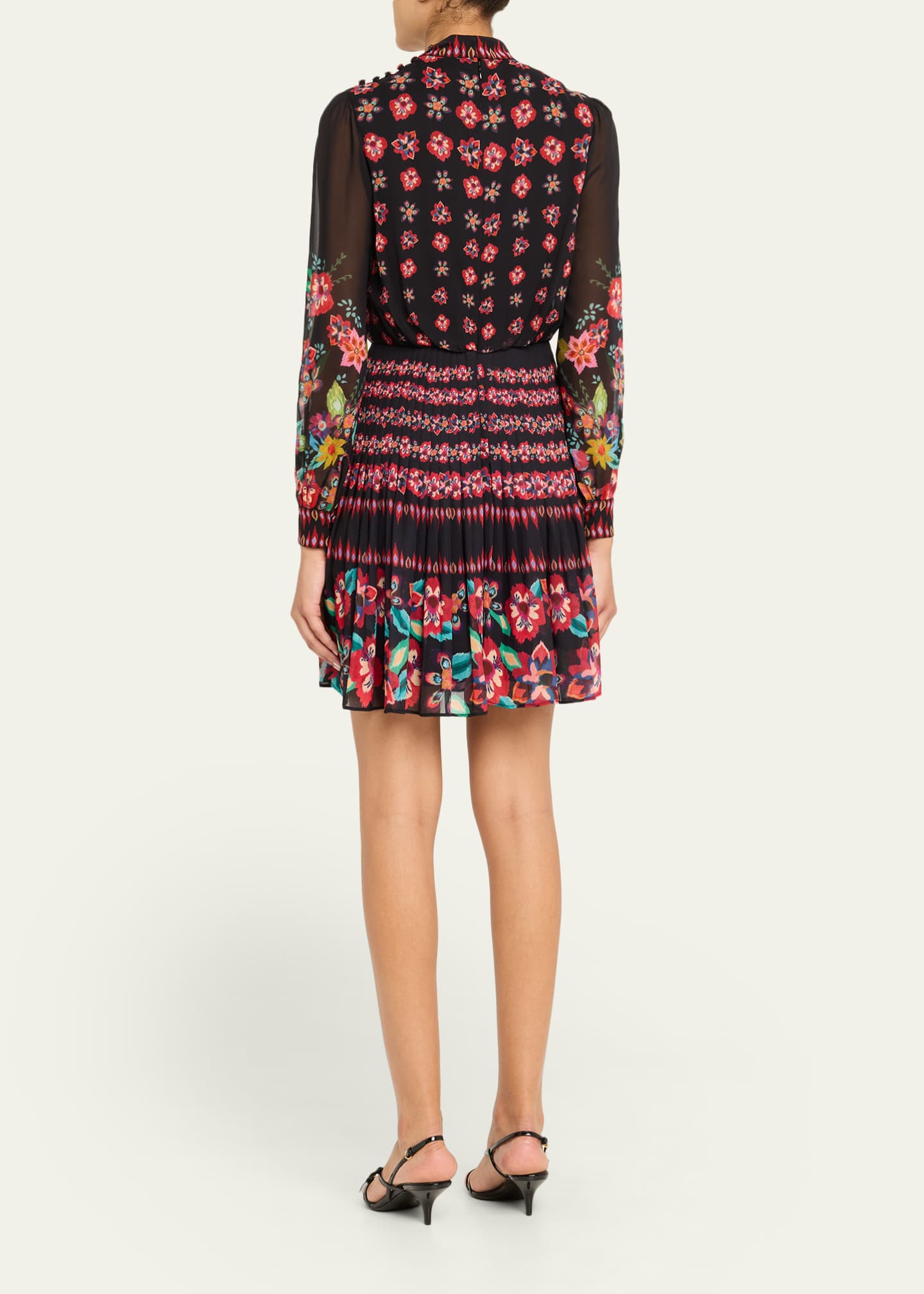 Saloni Isa Floral Silk Short Dress - Bergdorf Goodman