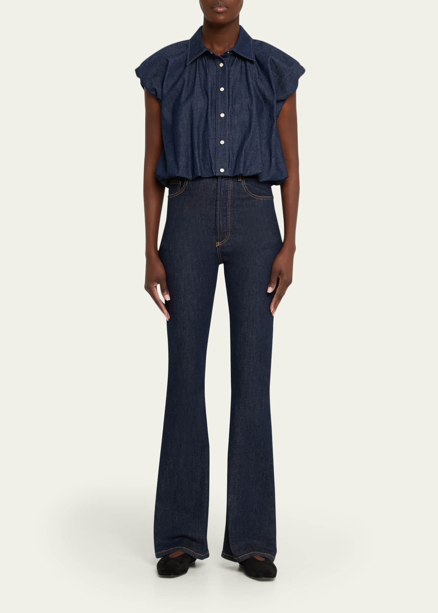 FRAME The Shell Bubble-Sleeve Top - Bergdorf Goodman