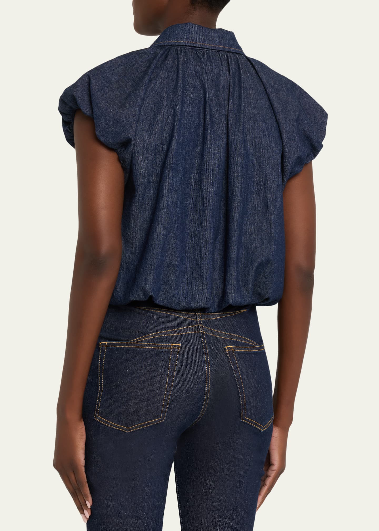 FRAME The Shell Bubble-Sleeve Top - Bergdorf Goodman