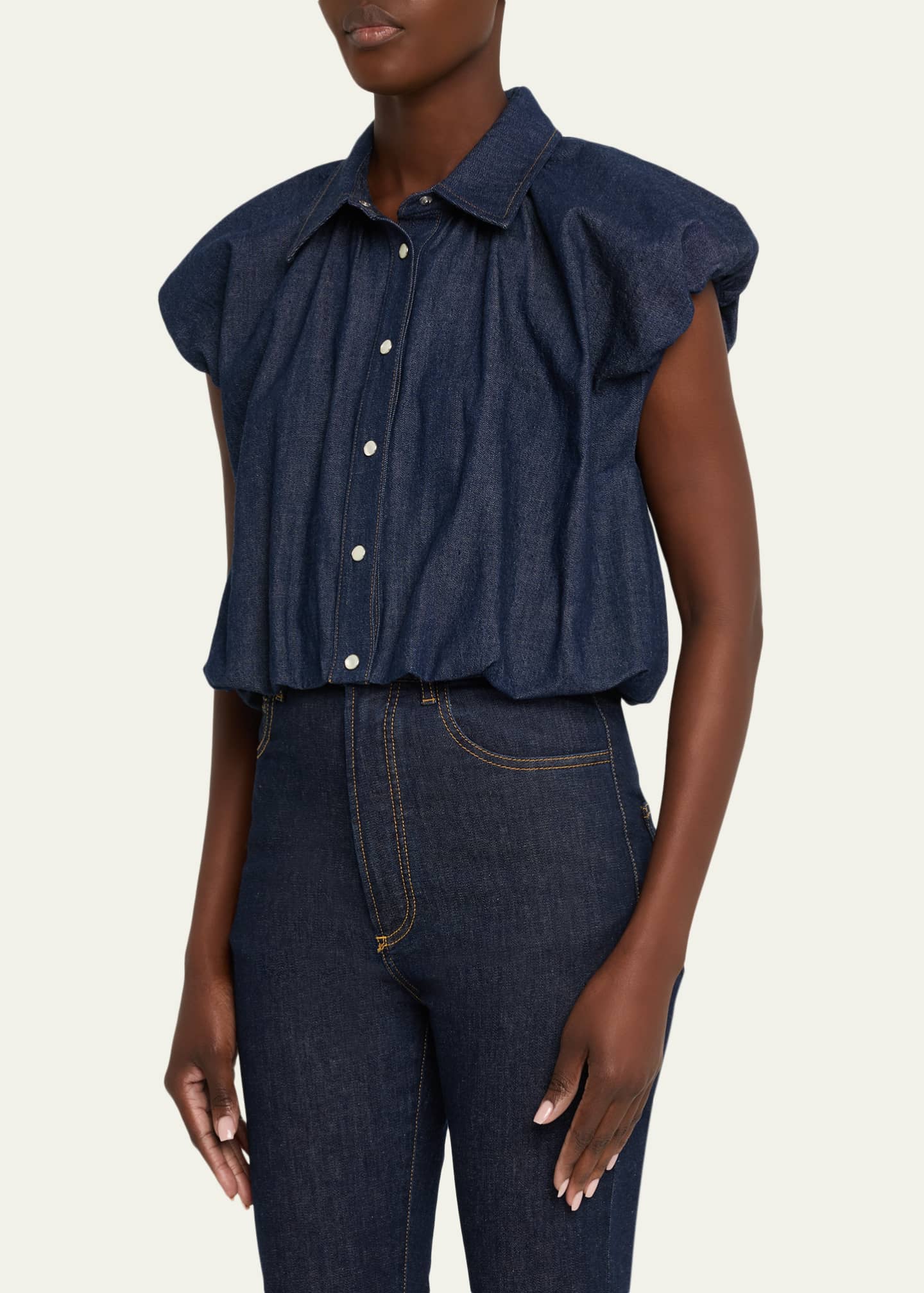 FRAME The Shell Bubble-Sleeve Top - Bergdorf Goodman