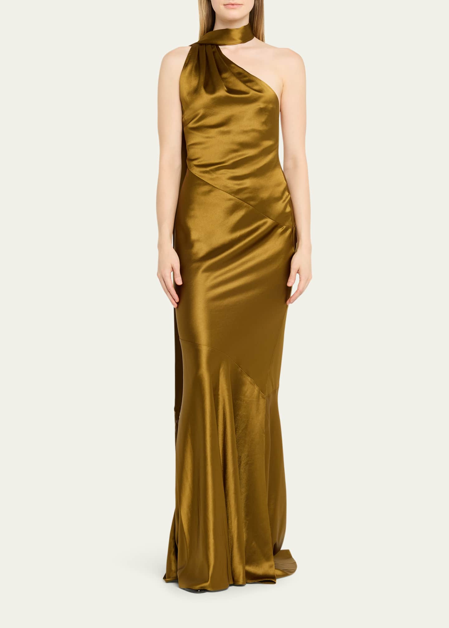 Retrofete Kelsa High-Neck Satin Scarf Gown - Bergdorf Goodman