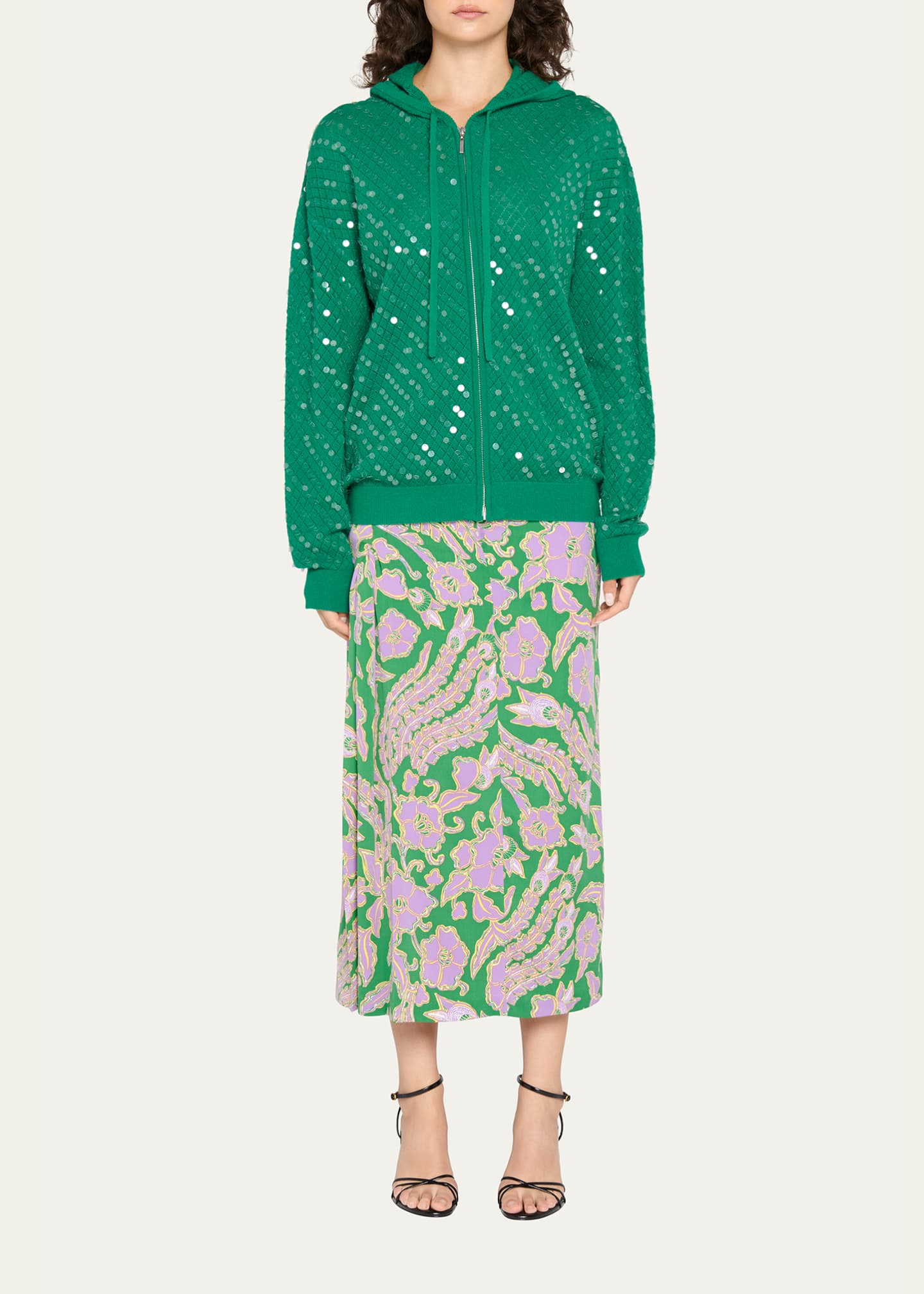 Diane von Furstenberg x Henry Zankov Marco Sequin Pointelle Knit Hoodie ...